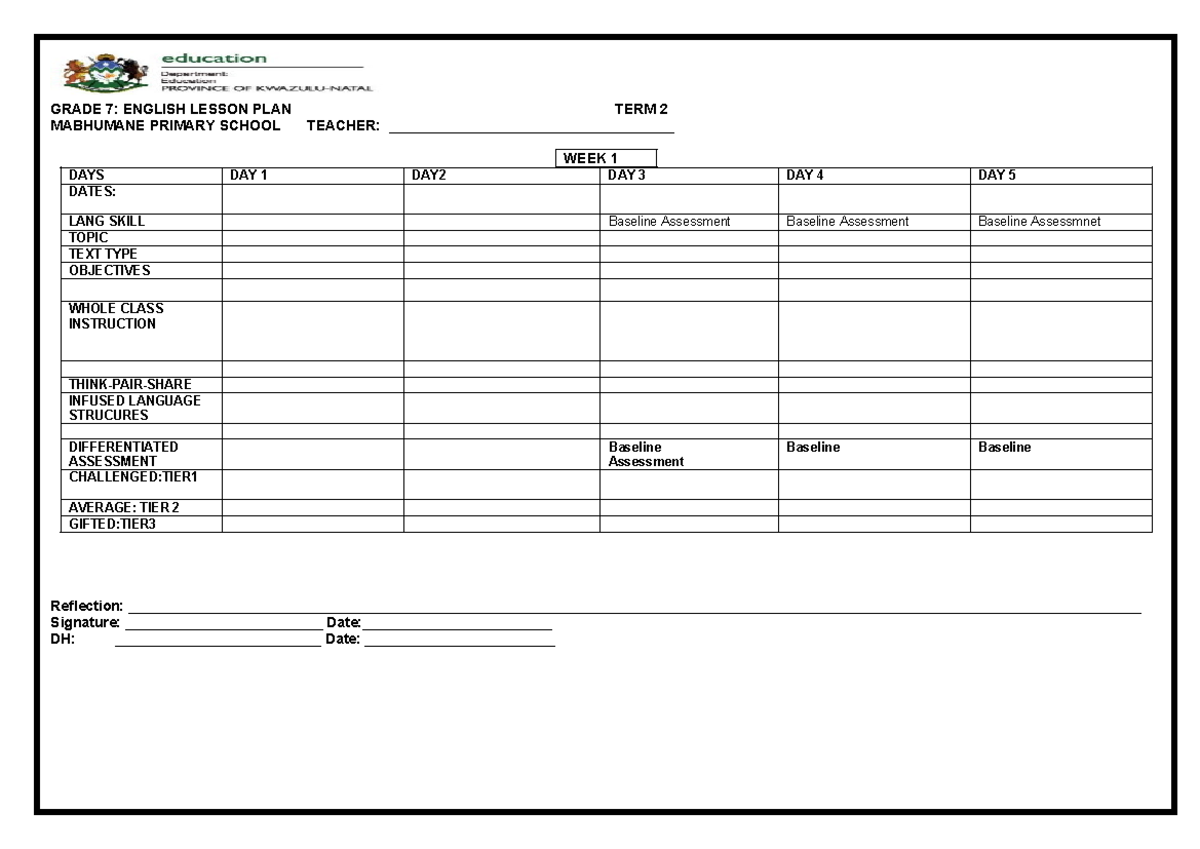 GRADE 7: TERM 2 ENGLISH LESSON PLANS - MABHUMANE PRIMARY SCHOOL - Studocu