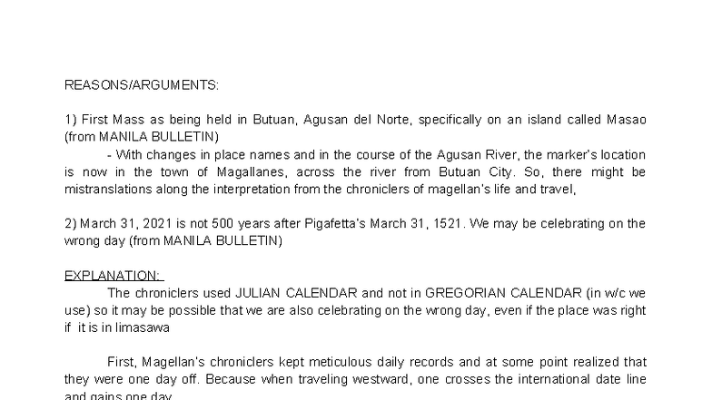 Whyt Butuan? - Magellan's First Landing & Mass Controversy - Studocu