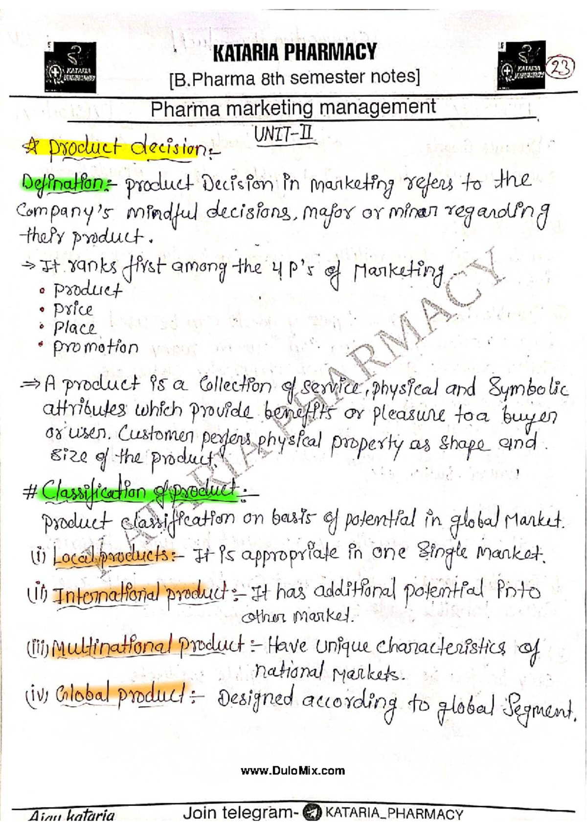 Pharma 8th Sem: Product Decisions in Marketing Management - Unit 2 ...