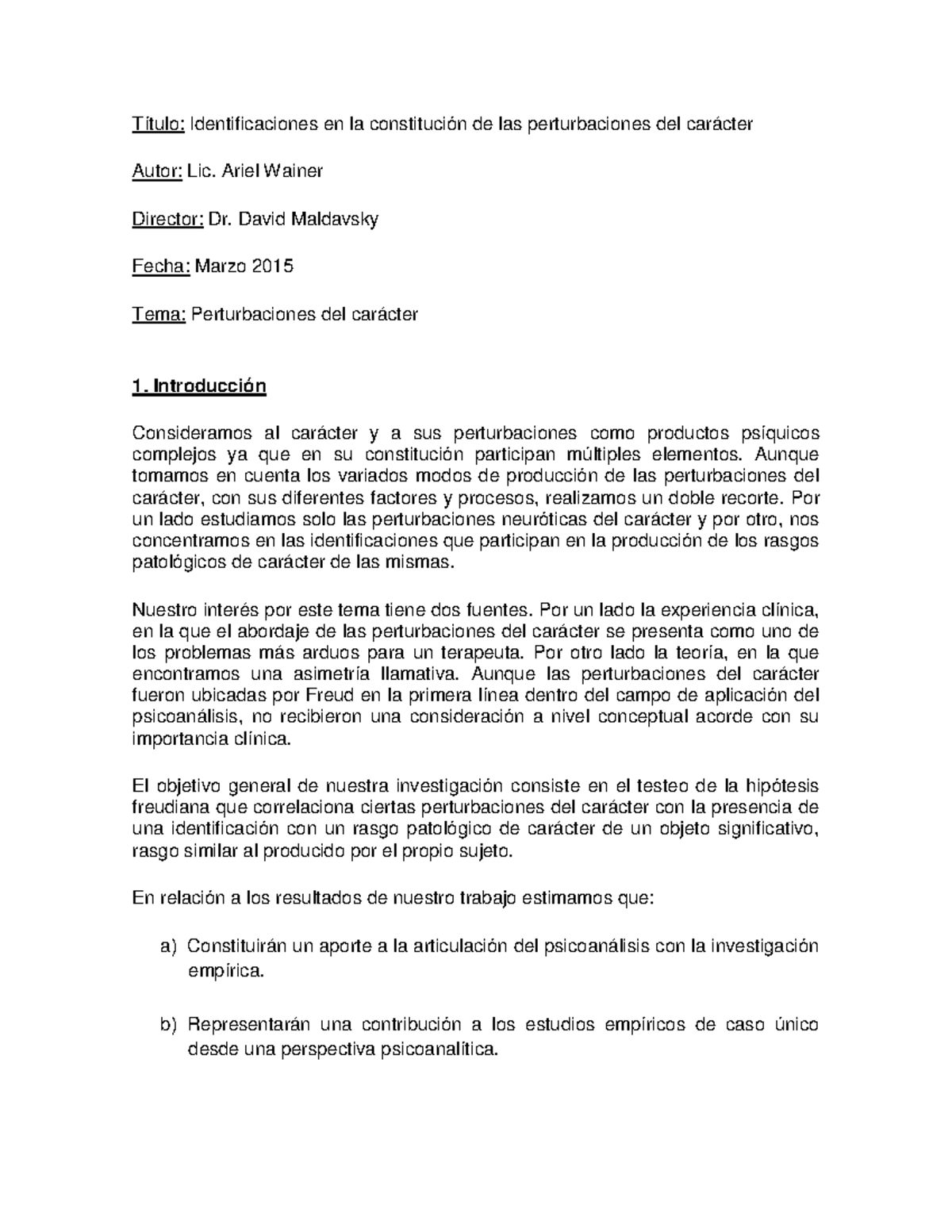 Identificaciones en las perturbaciones del carácter - Curso PSY101 ...
