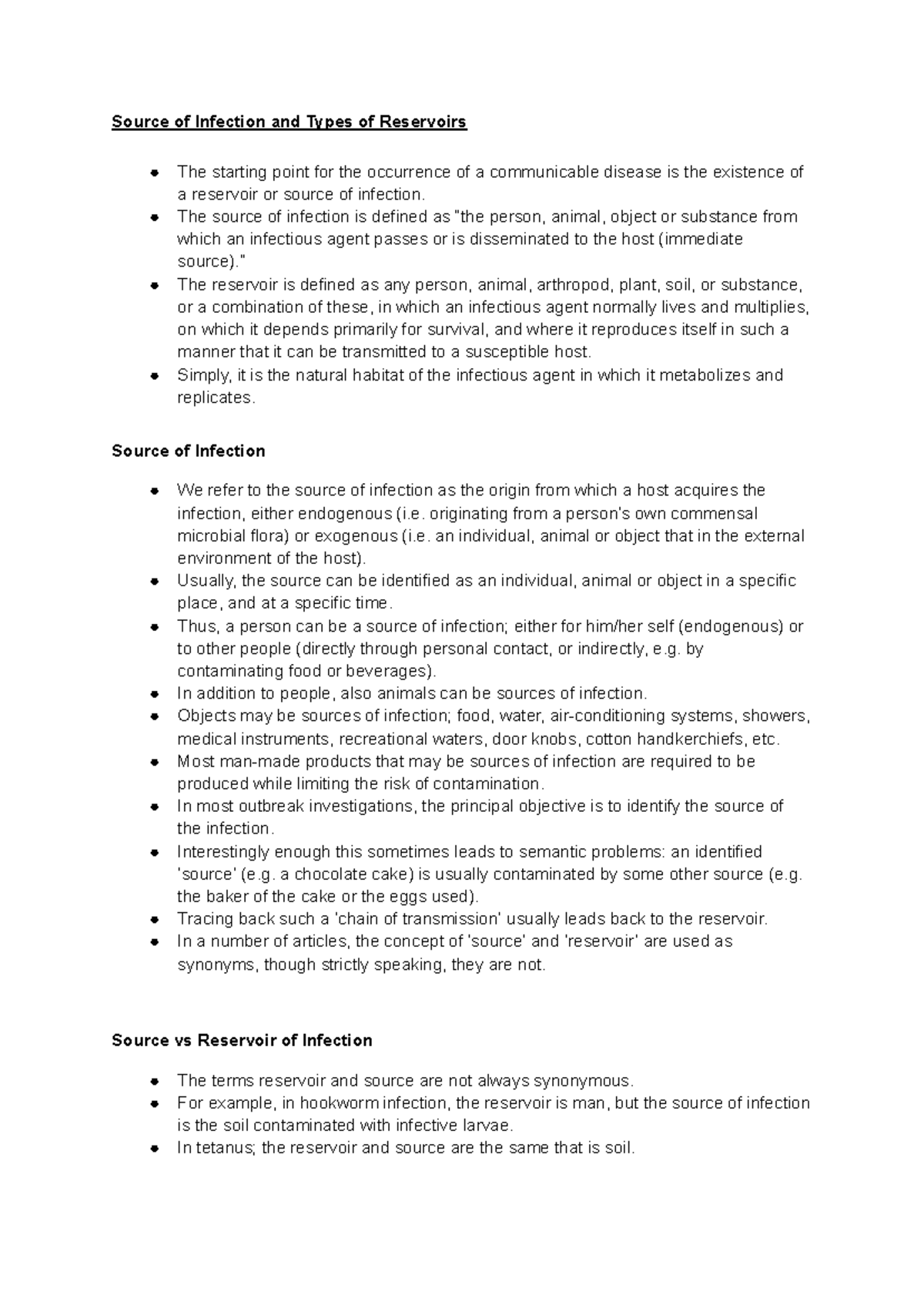 Epidemiology - source of infection - Source of Infection and Types of ...