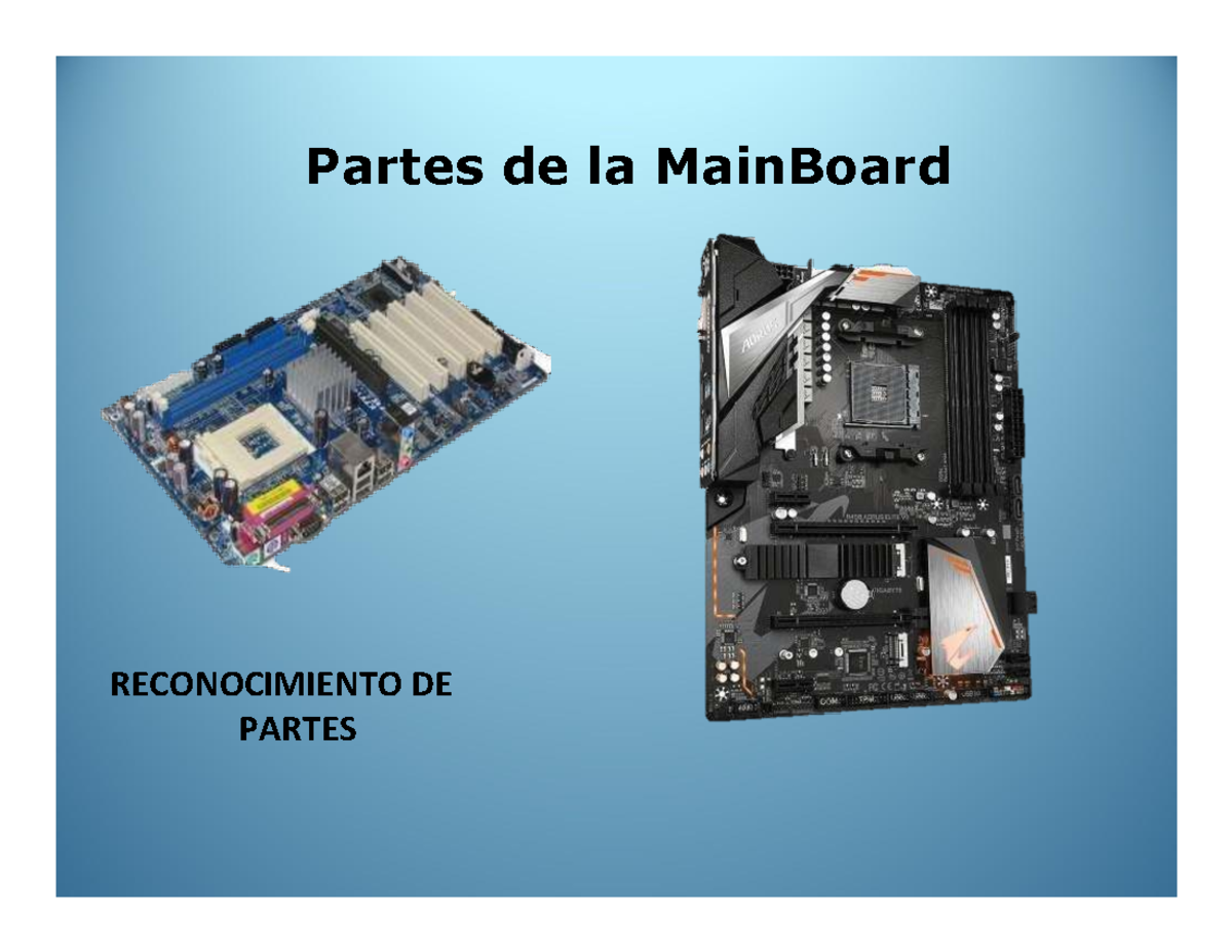 Placa - Partes de la MainBoard RECONOCIMIENTO DE PARTES MainBoard Intel ...