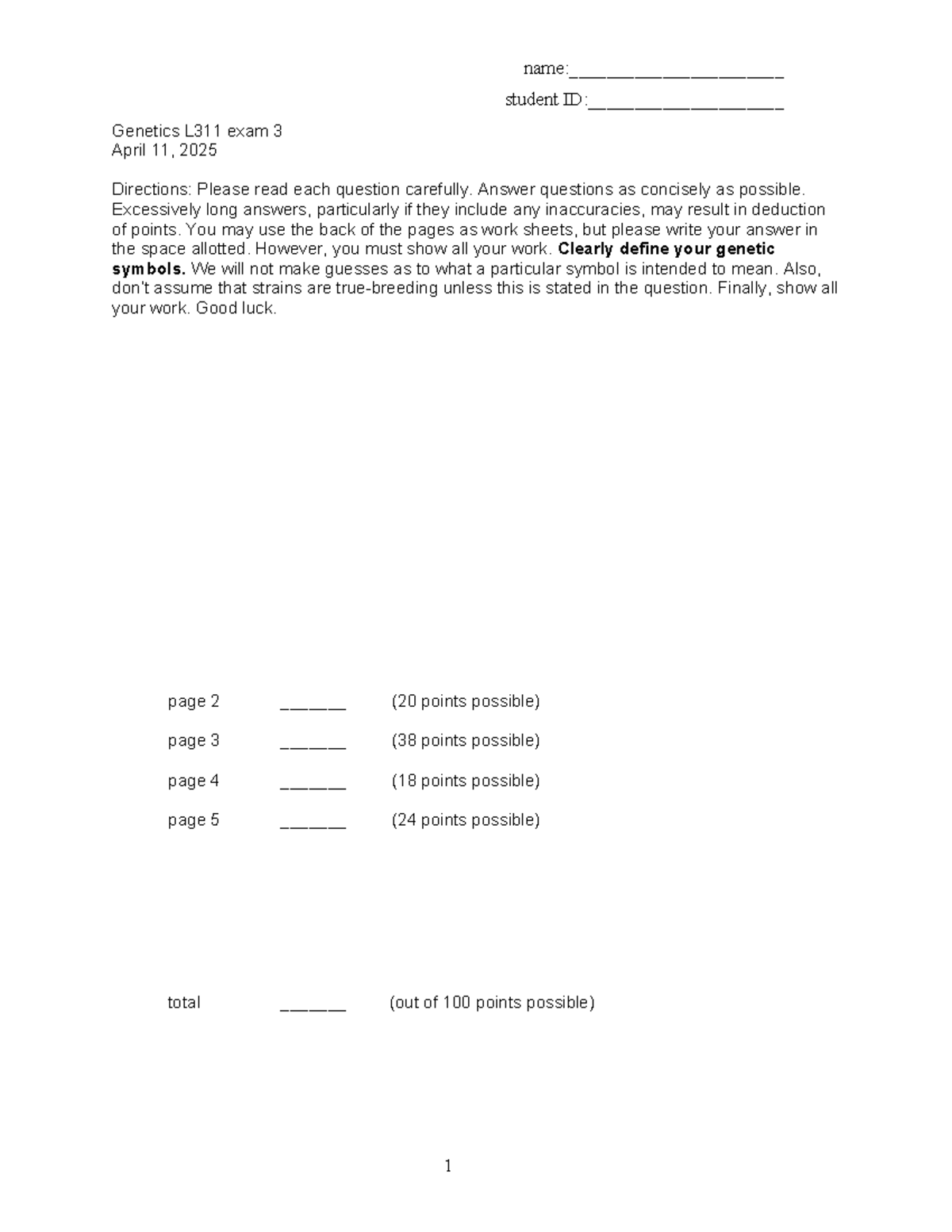 Genetics L311 Exam 3 Study Guide - Spring 2025 - Studocu