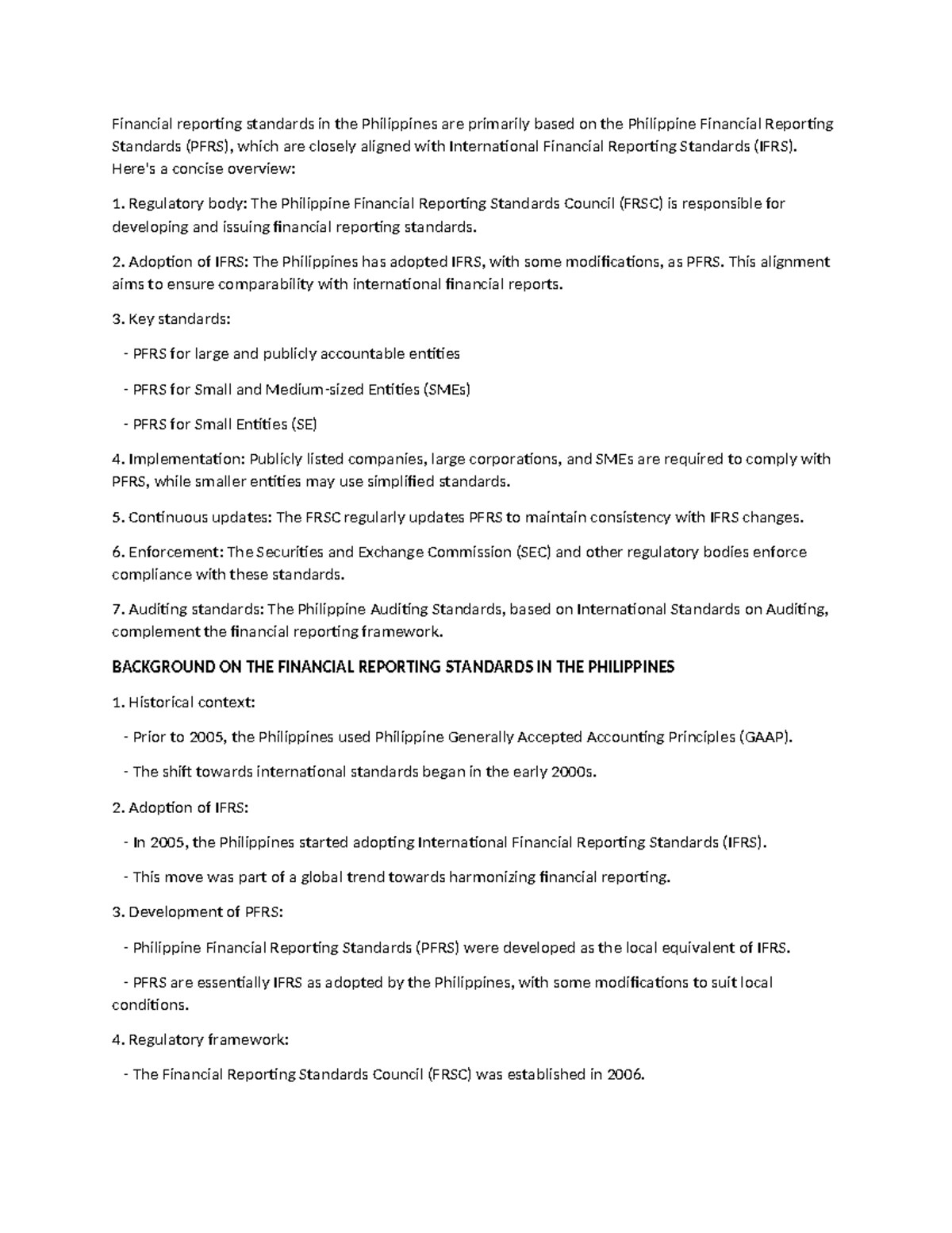 Updates on Philippine Financial Reporting Standards (PFRS) - Studocu