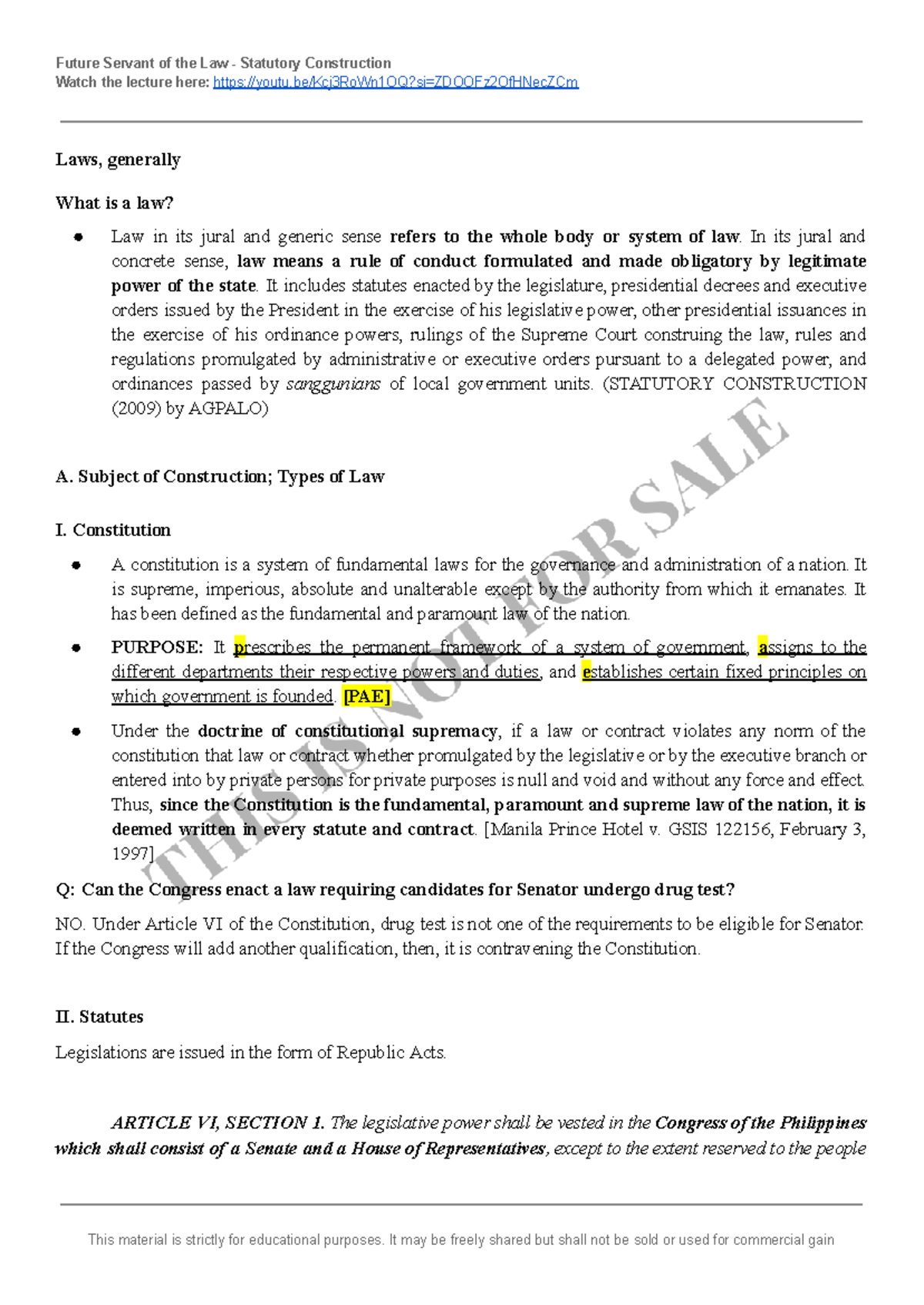 Statutory Construction Overview: Future Servant of the Law (LAW 101 ...