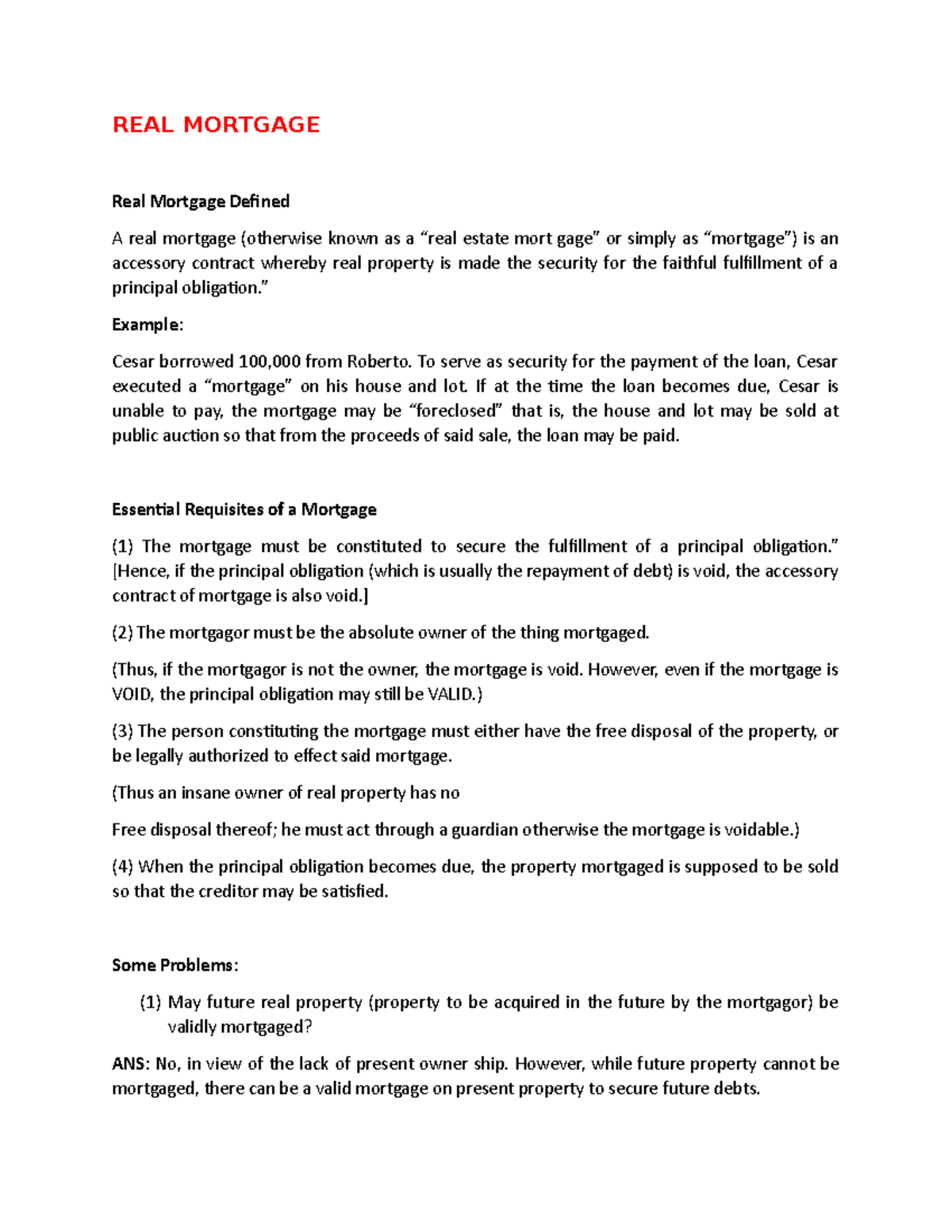 REAL MORTGAGE DEFINITION - REAL MORTGAGE Real Mortgage Defined A real ...