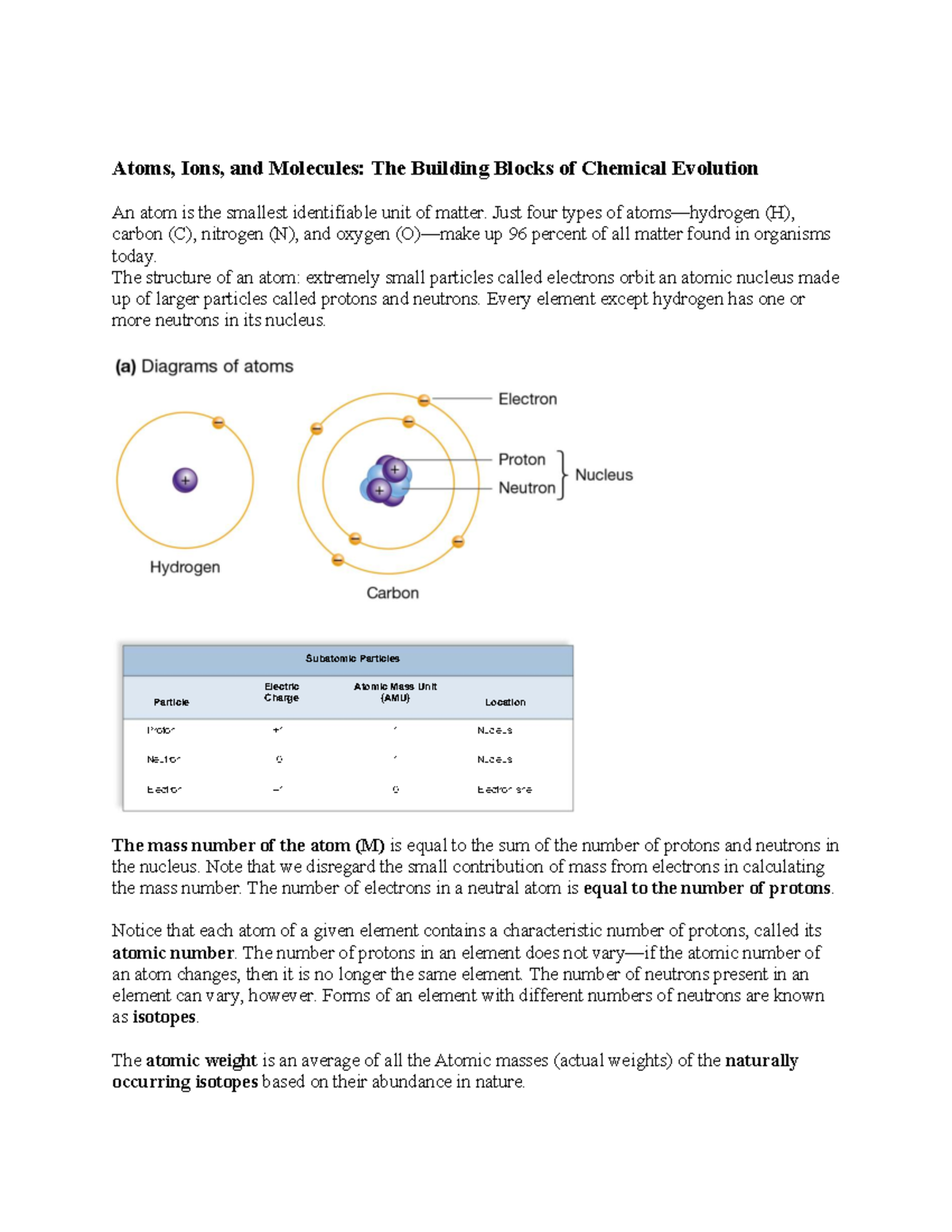Study Guide Unit 1: Atoms, Ions, and Molecules in Chemistry - Studocu