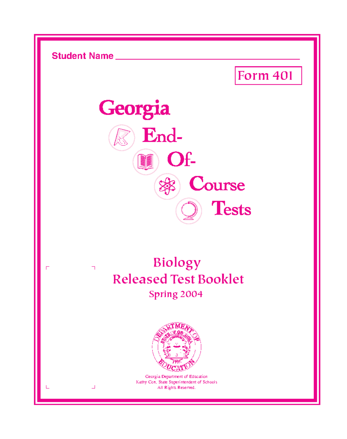 1 EOC Practice Released TEST - Georgia Department of Education Kathy ...