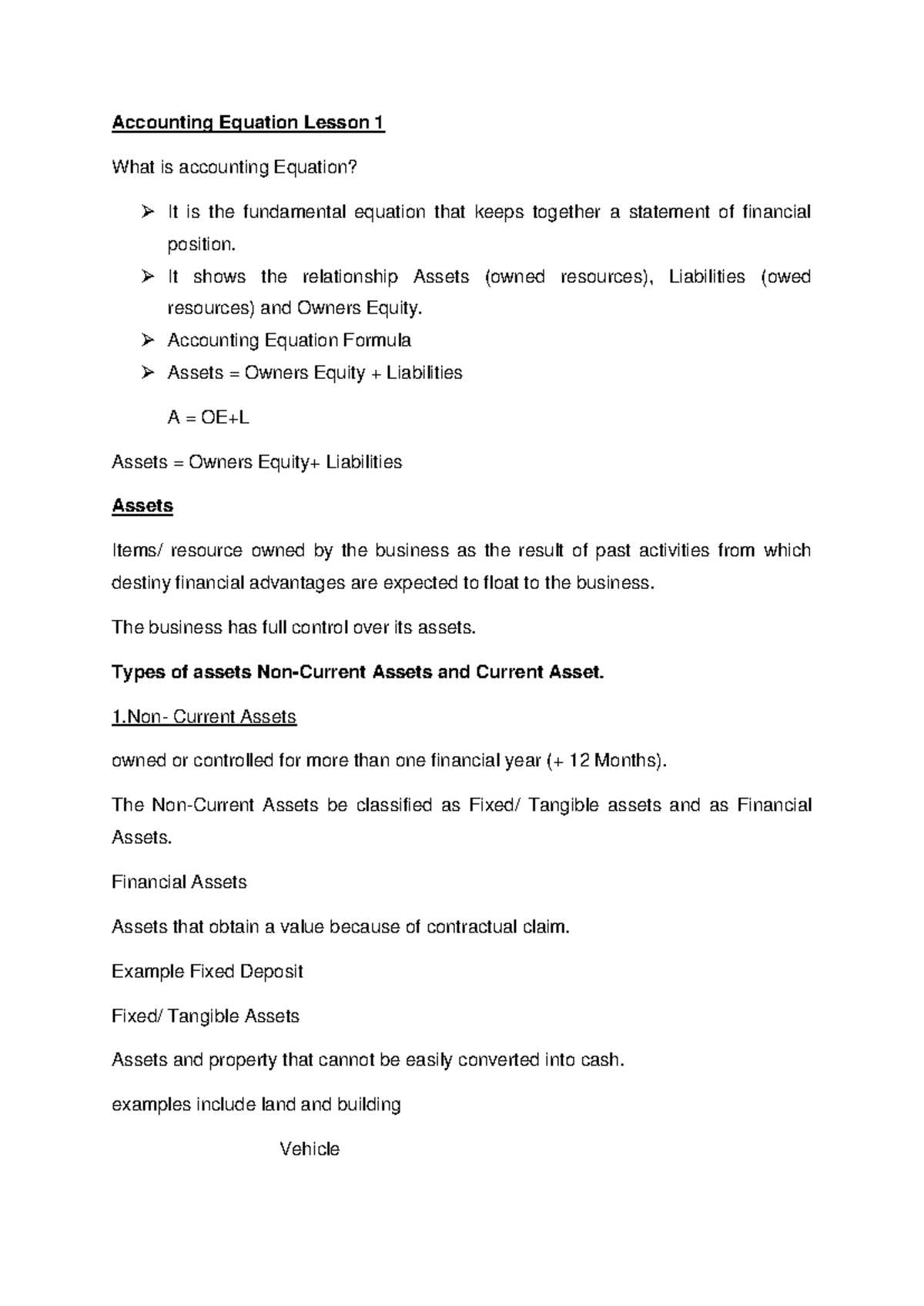 Chapter 14 : Accounting Equation basic notes - Accounting Equation ...