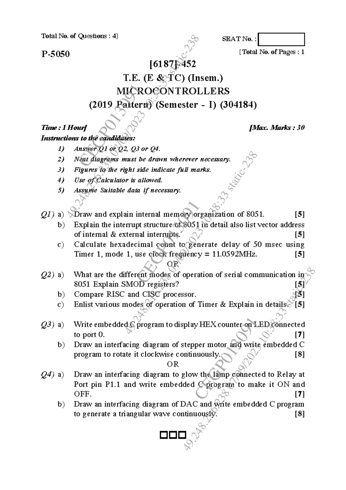 Microcontrollers (304184) Insem Exam Notes - 2019 Pattern - Studocu