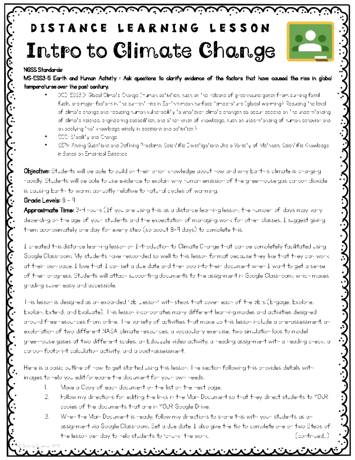 Climate Change Distance Learning Lesson: NGSS Standards for Grades 8-9 ...