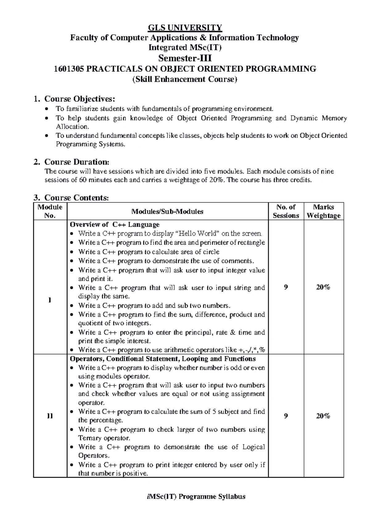 1601301 IOOP - abc - GLS UNIVERSITY Faculty of Computer Applications ...