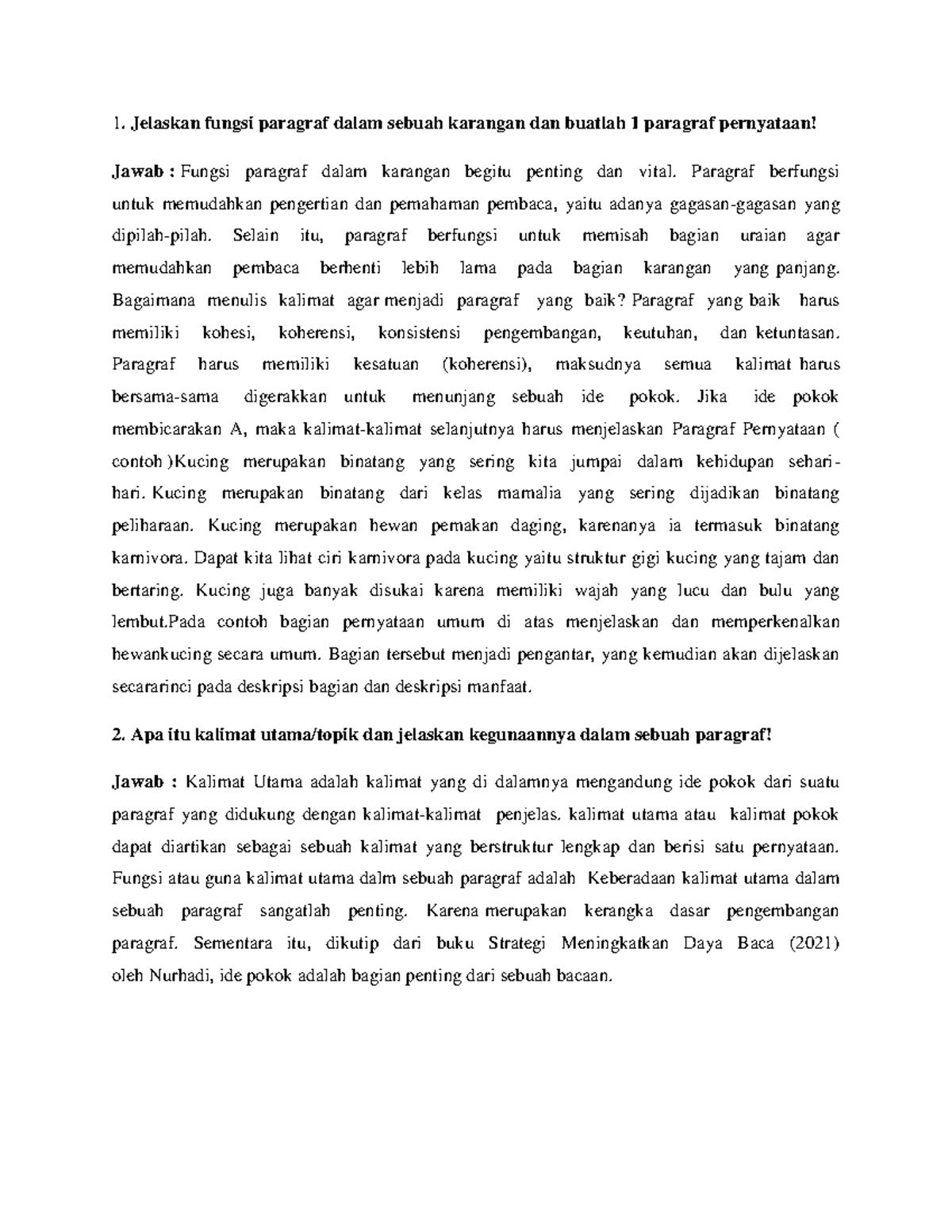 Tugas 1 Keterampilan Menulis Fungsi Paragraf Dalam Karangan Studocu