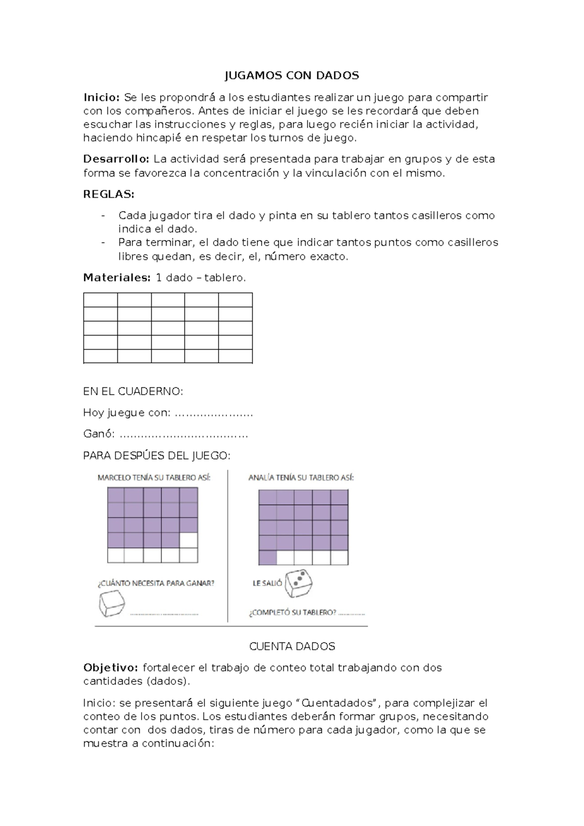 Matematica - Sumas: Actividades y Juegos para Aprender a Contar - Studocu