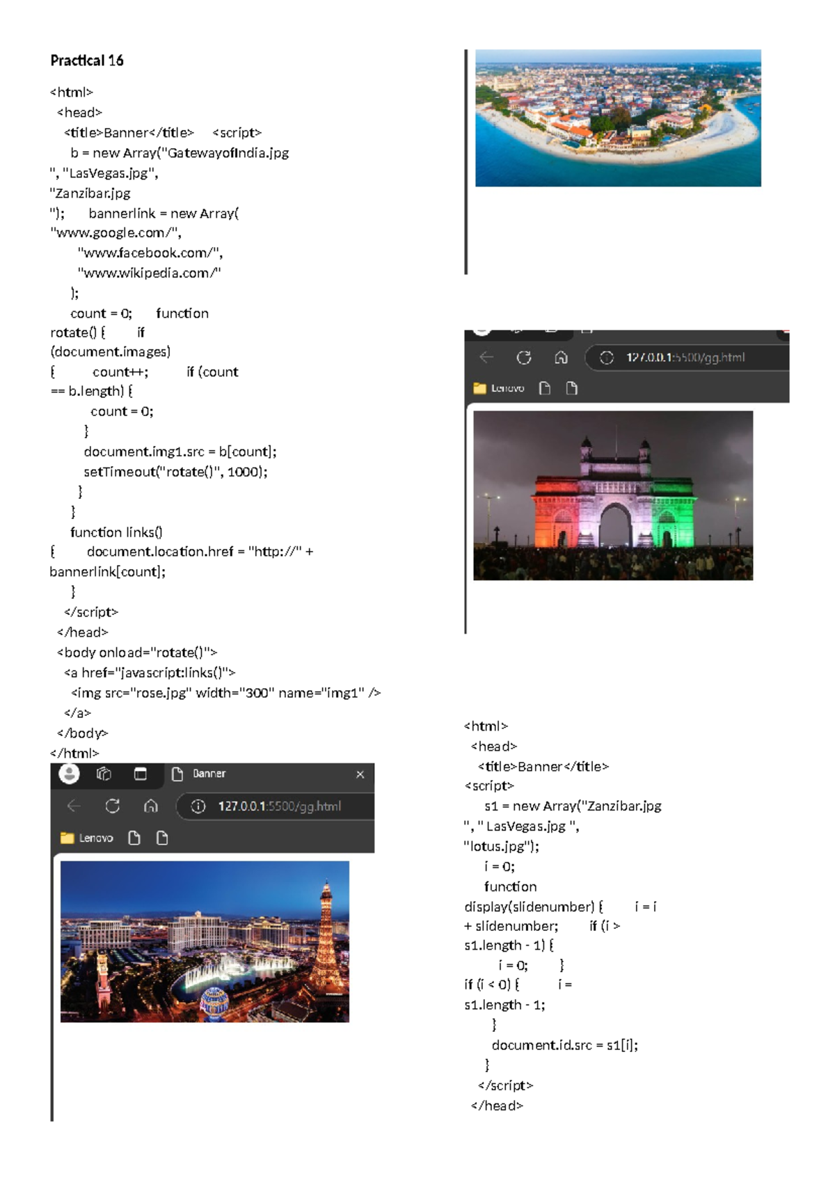 Practical 16 - Code - Practical 16 Banner - Studocu