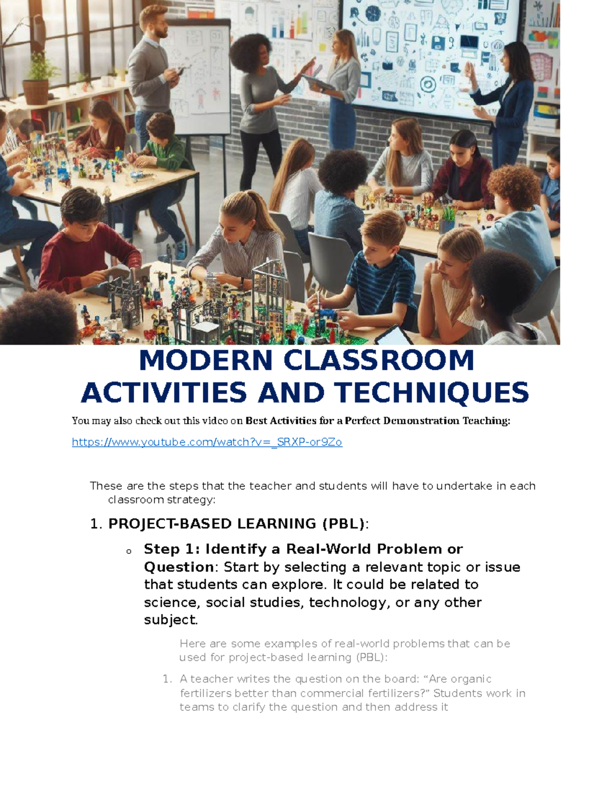 Modern Teaching Strategies with Activity Sheet (version 2) - MODERN ...
