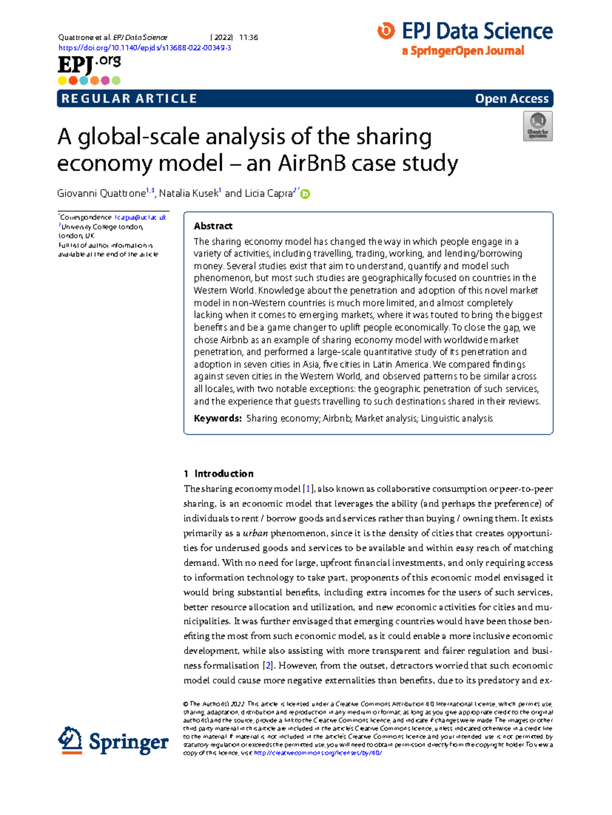 Airbnb Market Penetration Analysis: A Global Case Study on SE Model ...