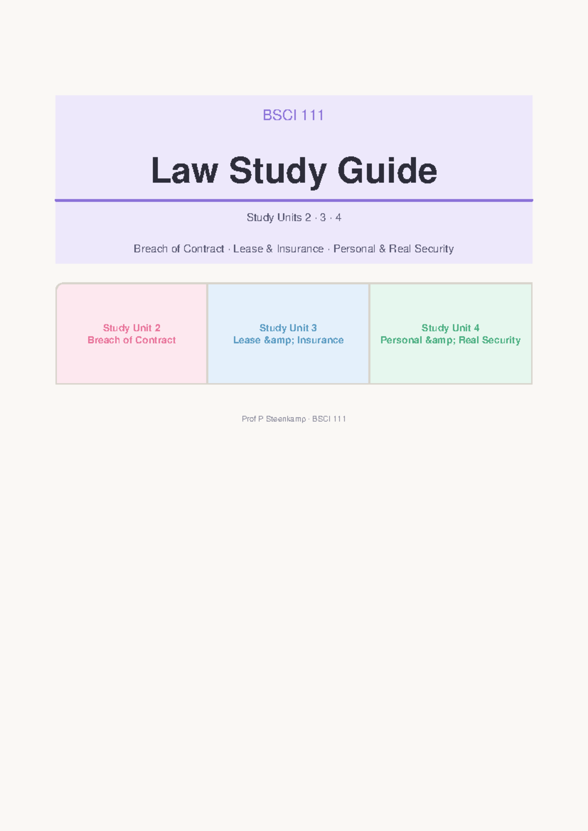 BSCI 111 Law Study Guide: Breach of Contract & Lease - Studocu