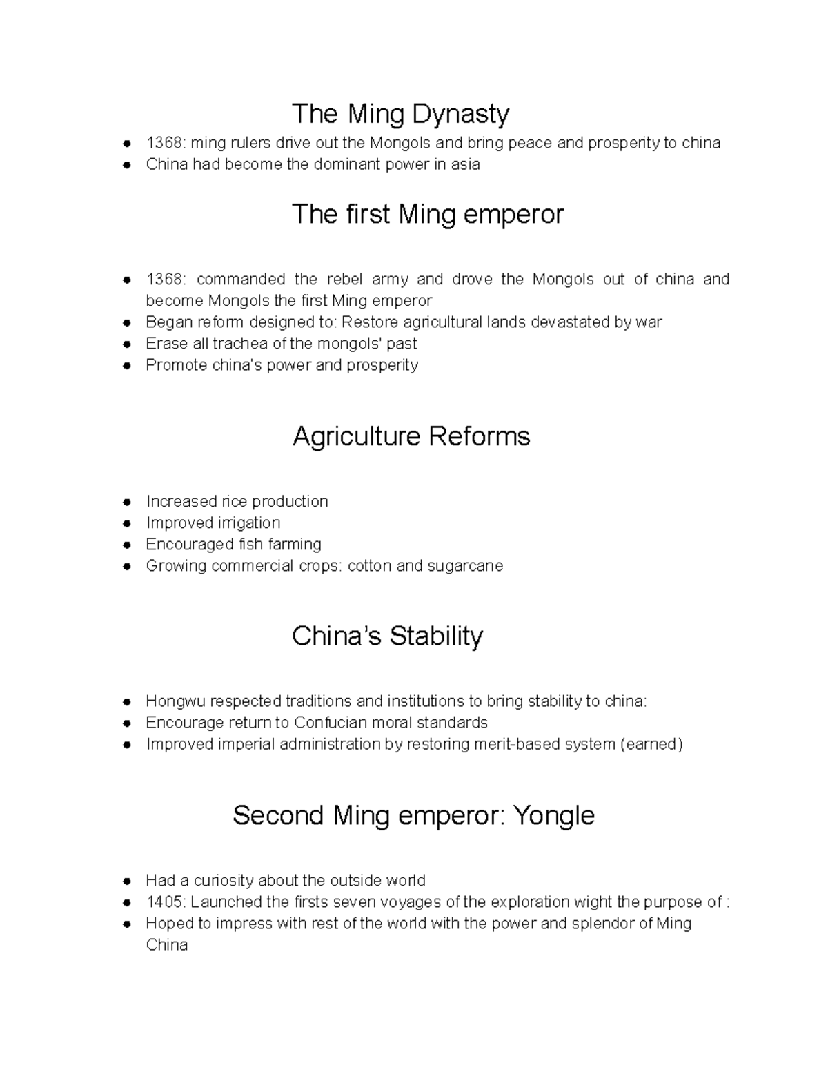 Ming & Qing Dynasties Overview: China’s History and Reforms - Studocu