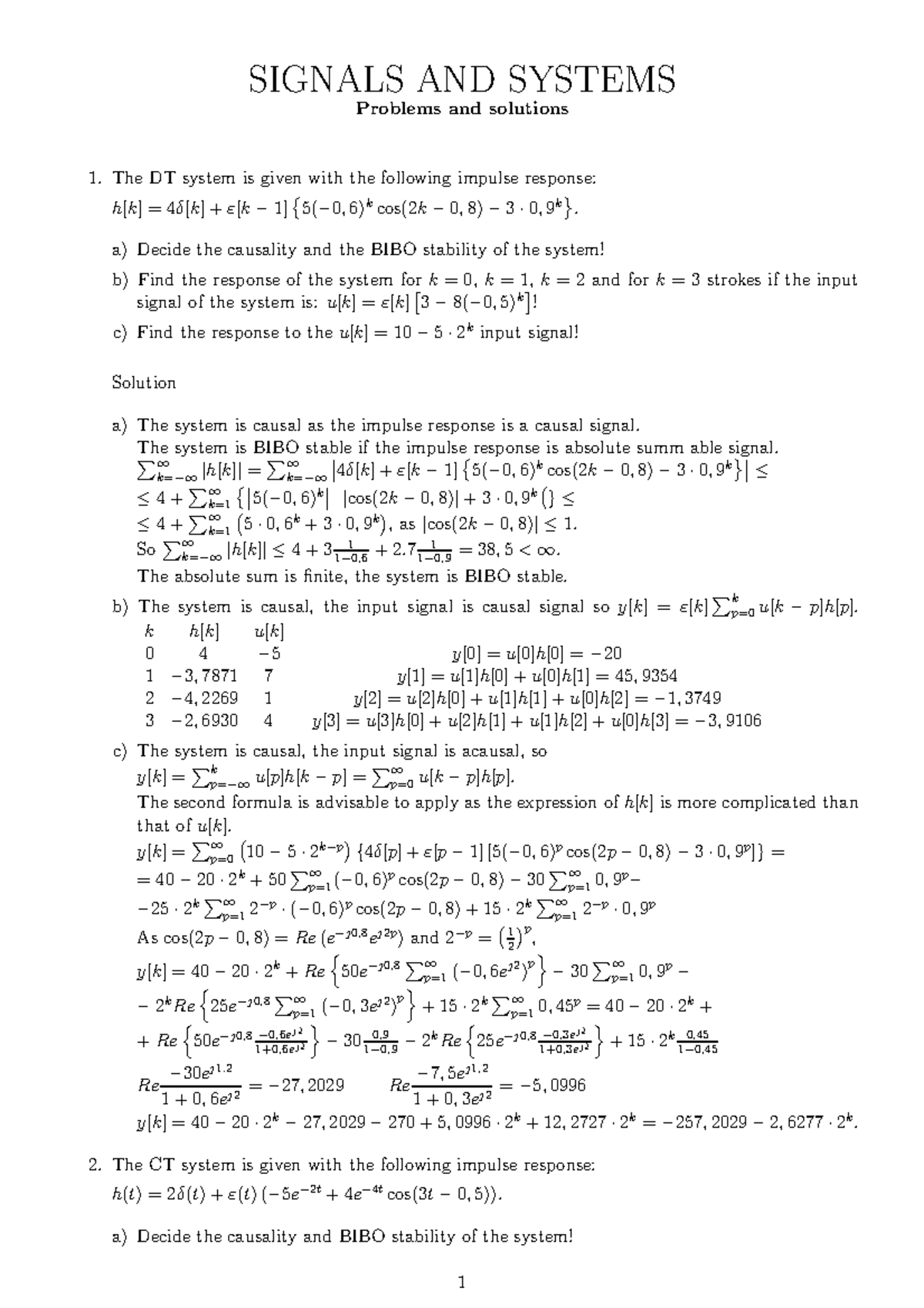 P-s - this is so important - SIGNALS AND SYSTEMS Problems and solutions ...