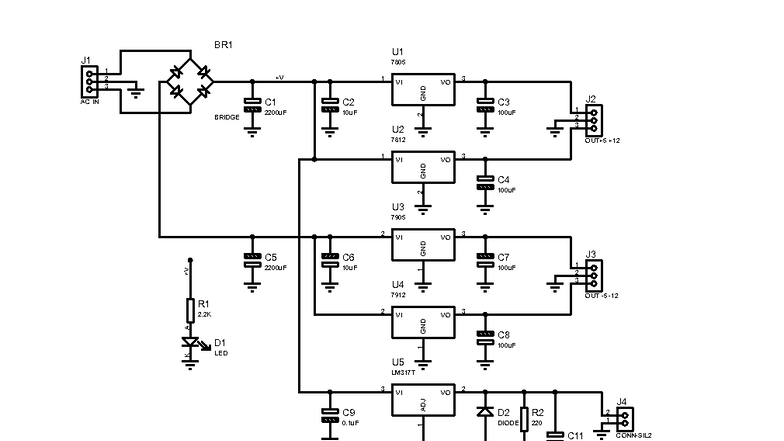 Mach on ap - vhgh - +V +V BR BRIDGE C 2200uF C 10uF 1 VI VO 3 GND 2 U ...