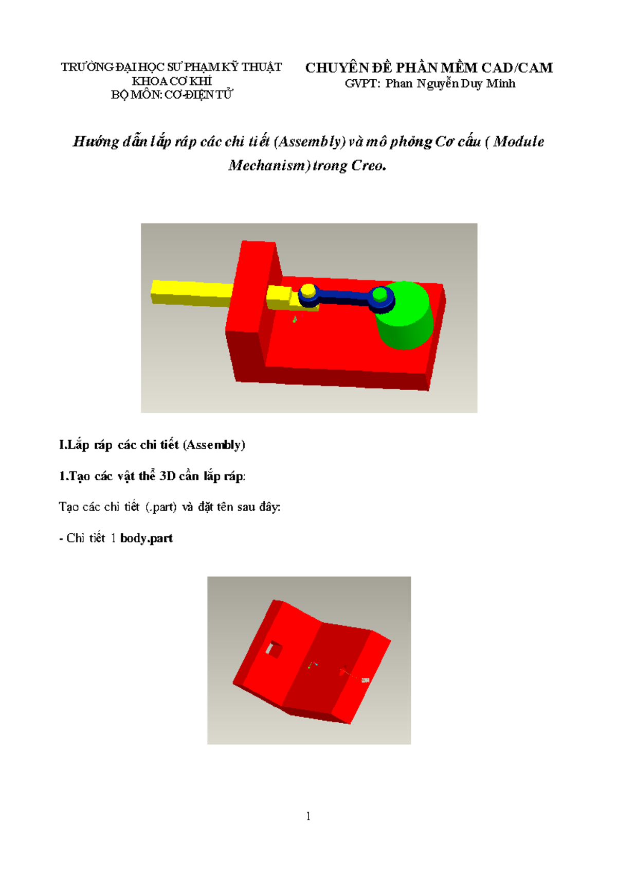 Chuyên đề CAD-CAM Assembly Mechanism - TRƯỜNG ĐẠI HỌC SƯ PHẠM KỸ THUẬT ...