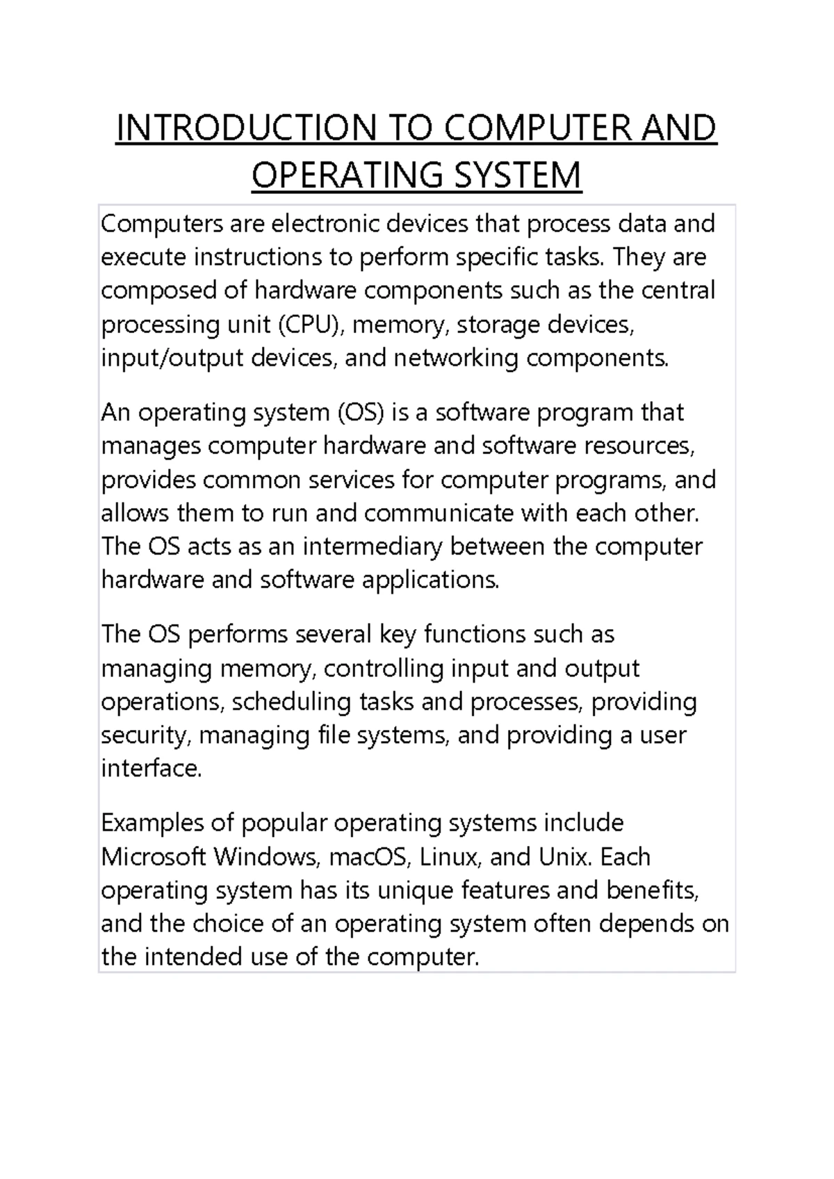 Operating System MCQs for Exam Preparation (OS 101) - Studocu