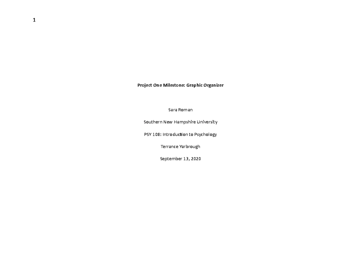 PSY108 Module Two Project One Milestone - Project One Milestone ...