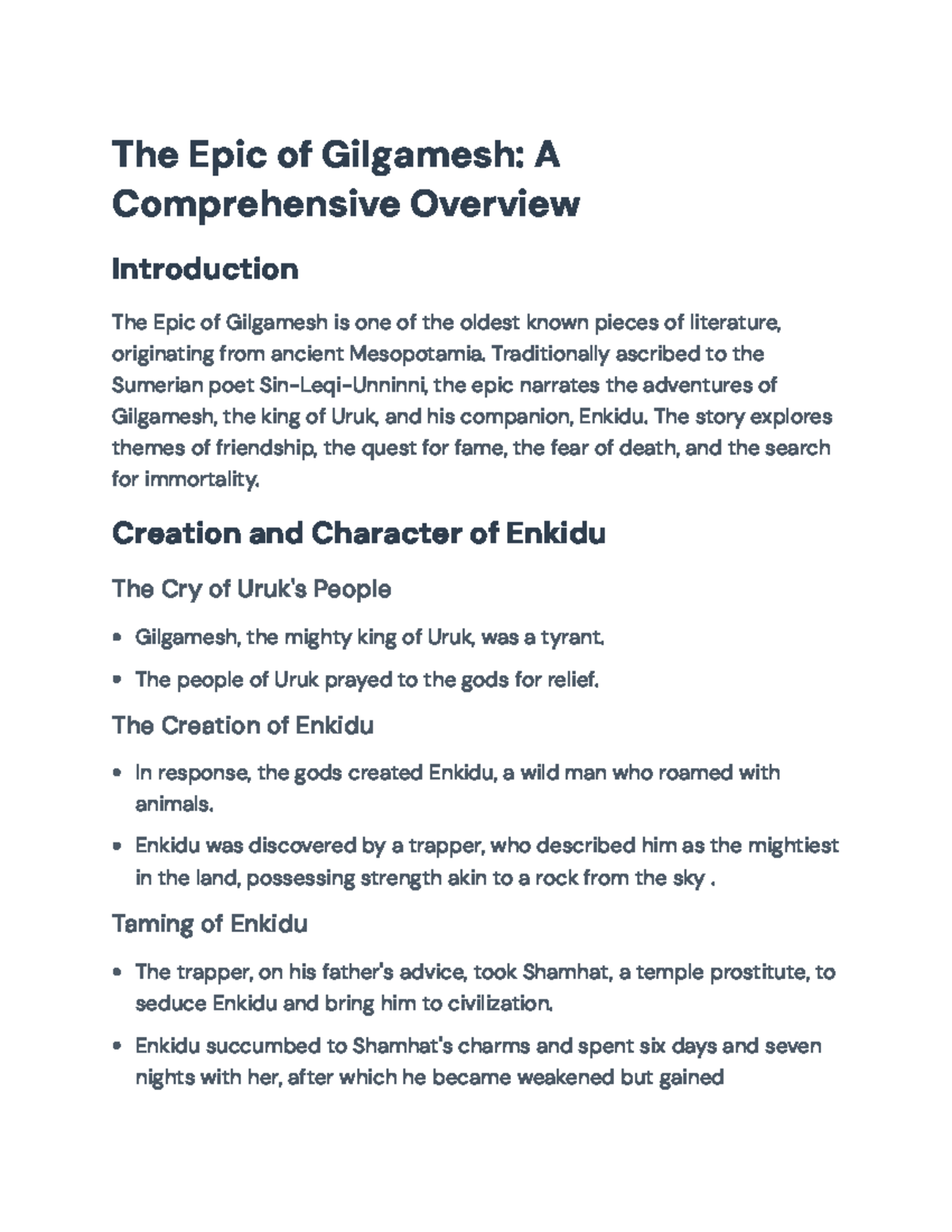 The Epic of Gilgamesh: Key Themes and Insights for Study and Reflection ...