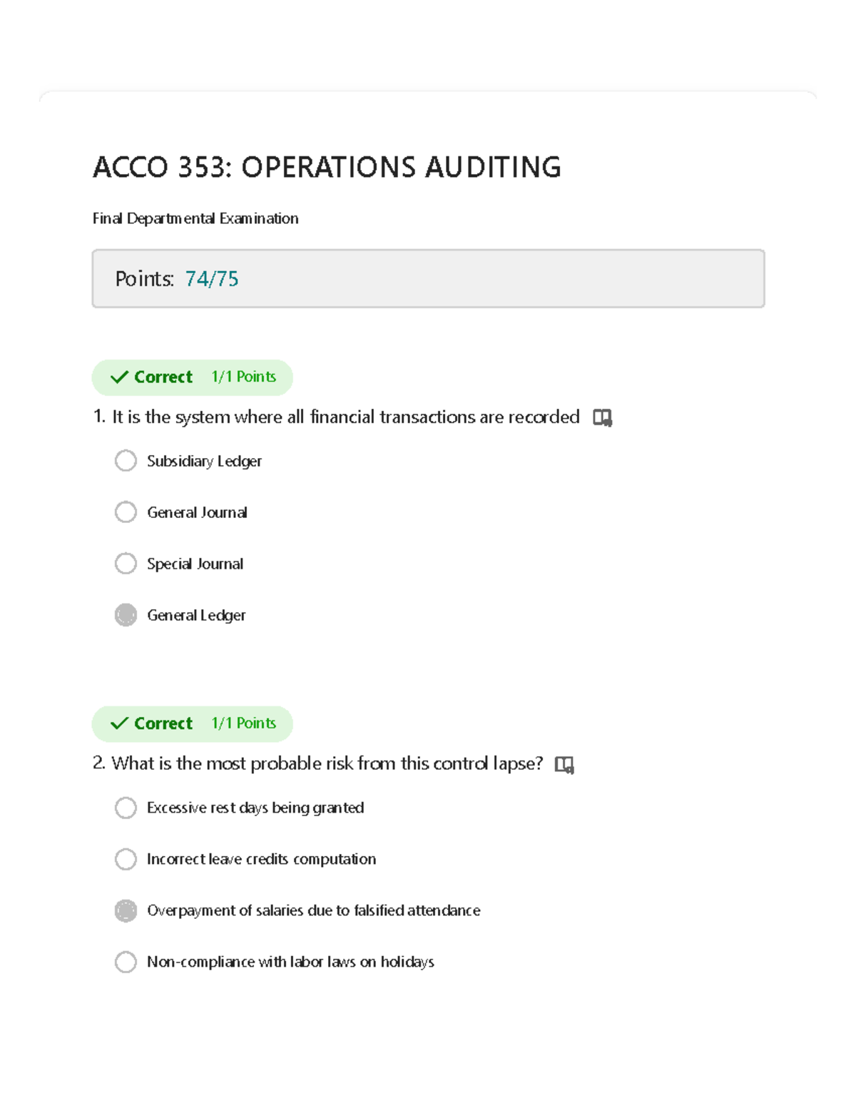 ACCO 353: Operations Auditing Final Exam Review and Key Concepts - Studocu