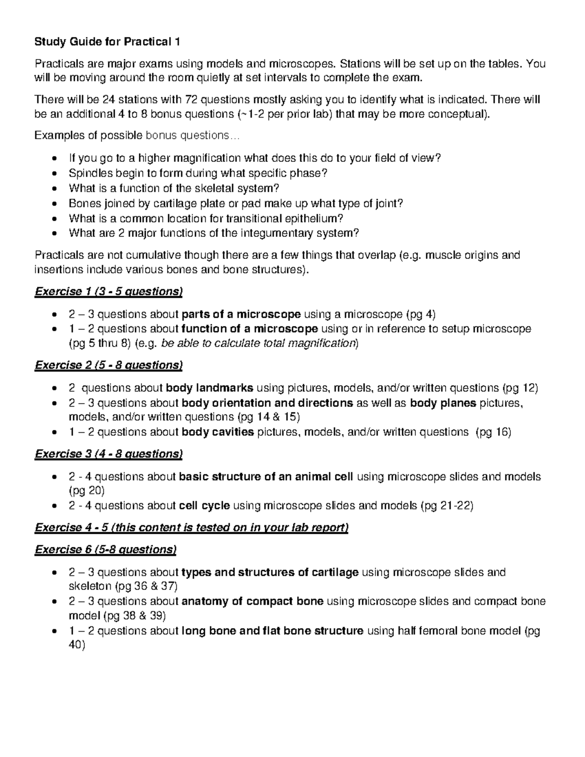 Lab Practical Exam 1 Study Guide - Study Guide for Practical 1 ...