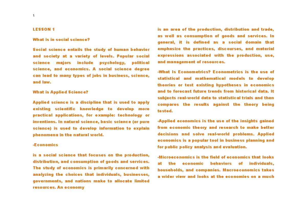 Applied Economics Overview: Key Concepts and Applications - Studocu
