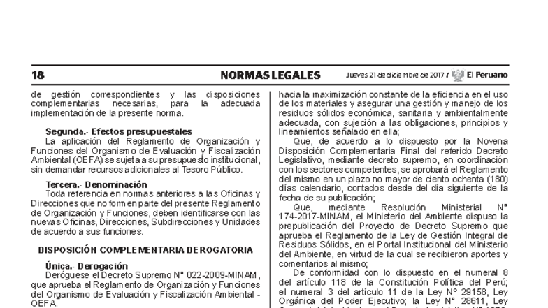 Reglamento del Decreto Legislativo 1278: Ley de Gestión Integral de ...