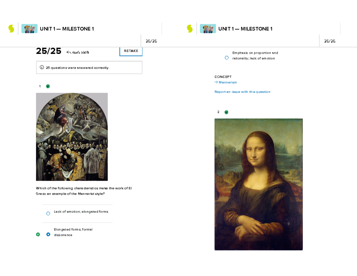Art History 2 Unit 1 Milestone 1 Study Guide - Studocu