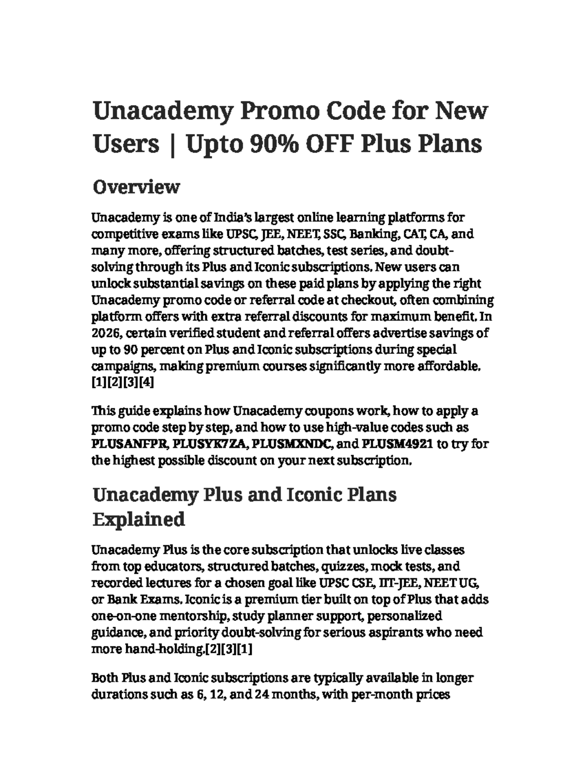 Unacademy Promo Codes for New Users: Save Up to 90% on Plus Plans - Studocu