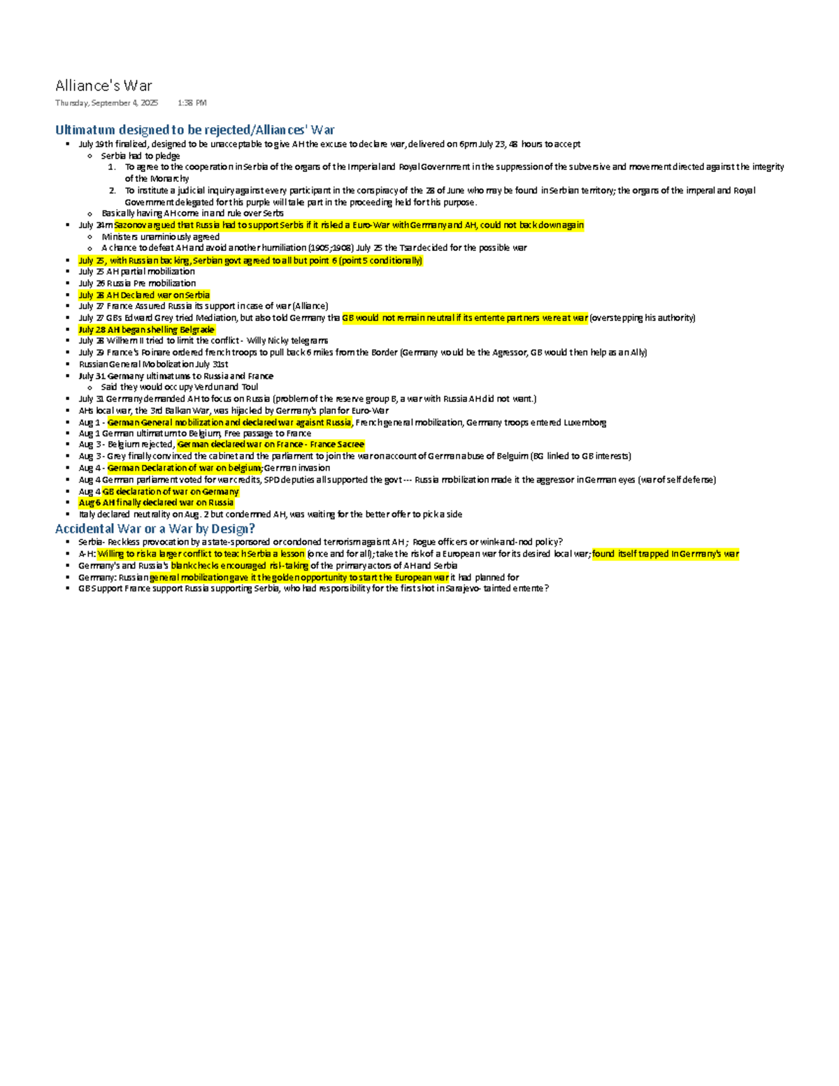 Final Exam: Alliances and the Outbreak of WWI (HIST 101) - Studocu