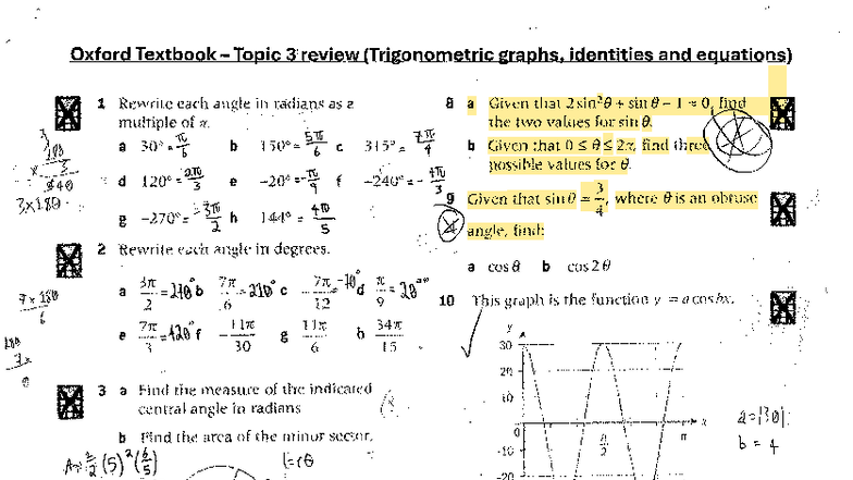 Test Review - MATH 101: Trigonometric Graphs & Identities - Studocu