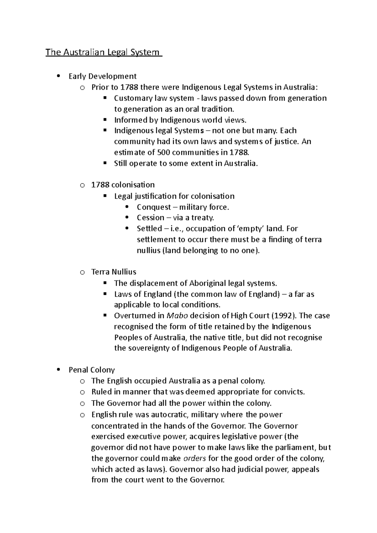 Australian Legal System Overview: Key Developments and Structure - Studocu