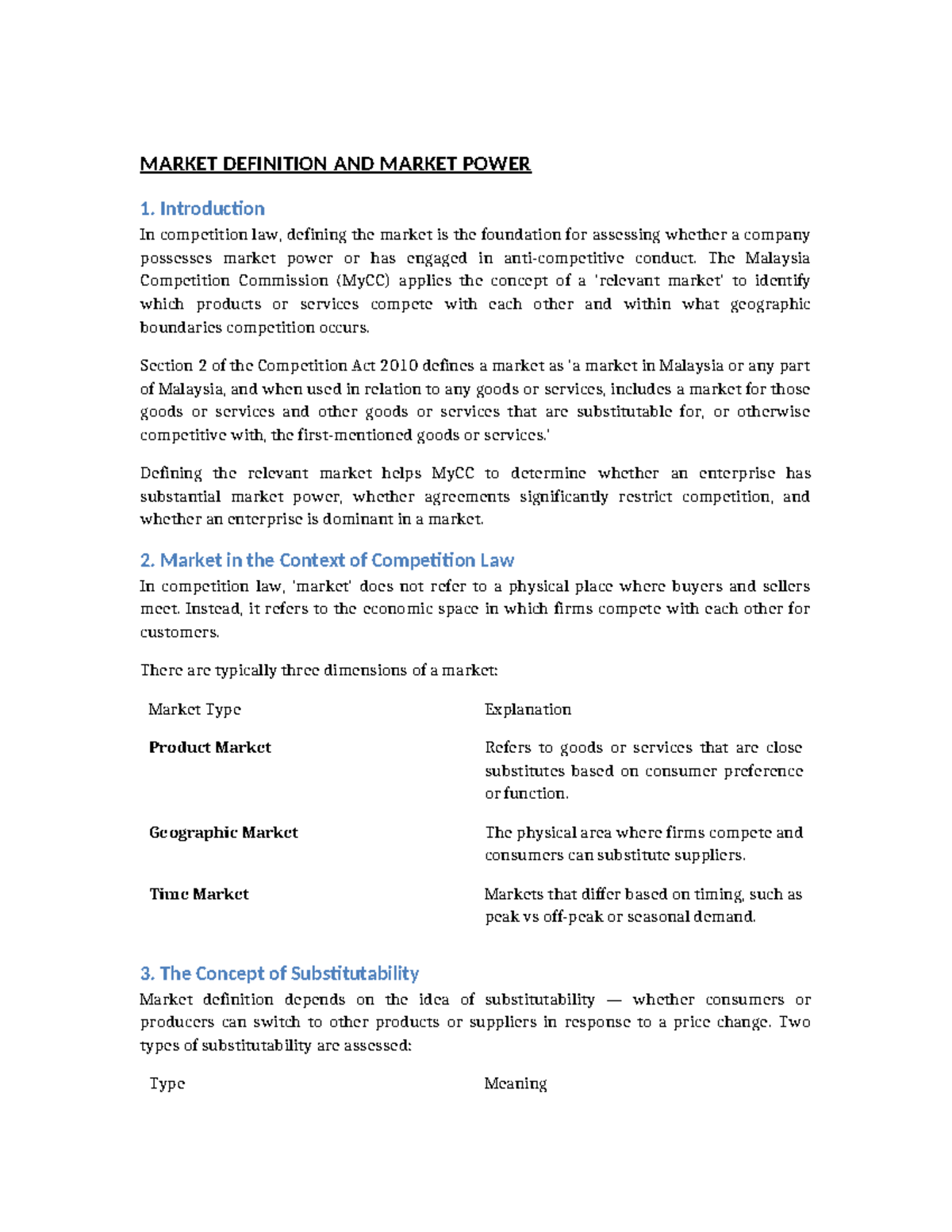 MARKET DEFINITION AND MARKET POWER: COMPETITION LAW NOTES - Studocu