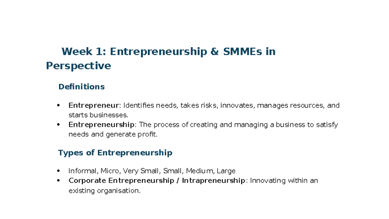 Small Business Development: Entrepreneurship & Marketing Insights - Studocu