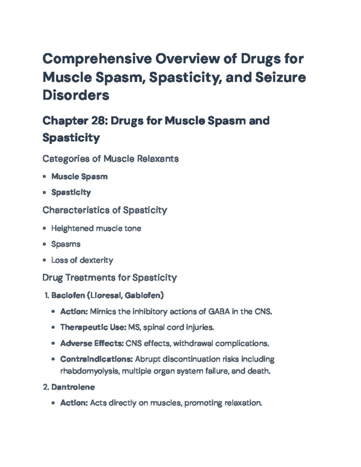 Comprehensive Review of Muscle Spasm, Spasticity & Seizure Drugs ...