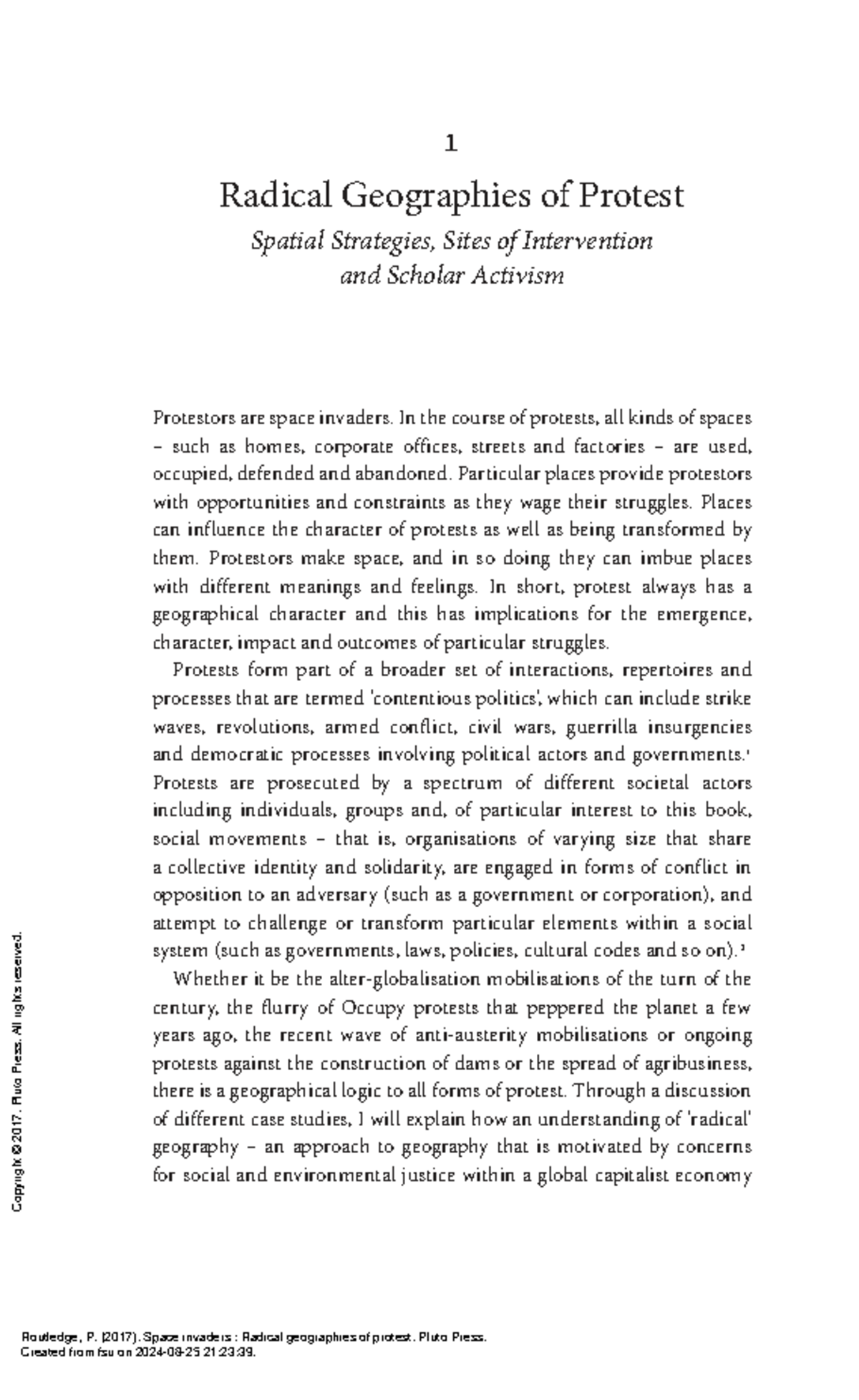 Space Invaders: Radical Geographies of Protest Analysis (Course Code: 1 ...