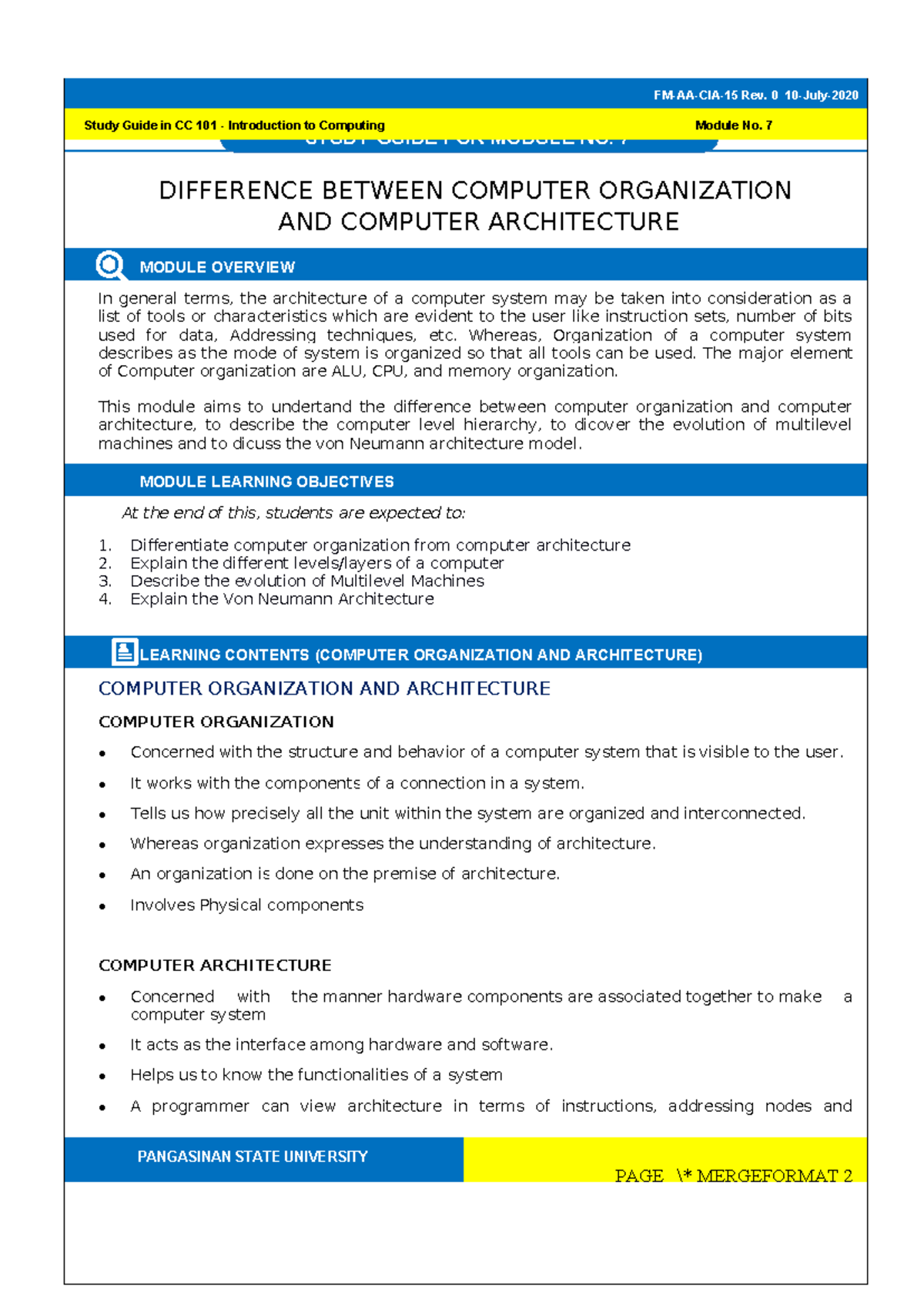 CC-101-SG7 - itc study guides 7 - STUDY GUIDE FOR MODULE NO. 7 ...