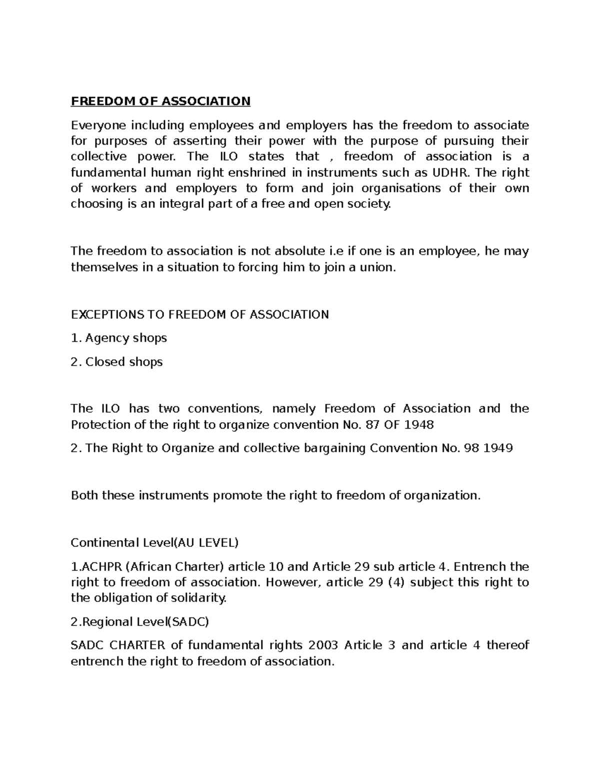 FREEDOM OF ASSOCIATION IN COLLECTIVE LABOUR LAW: ILO & REGULATIONS ...