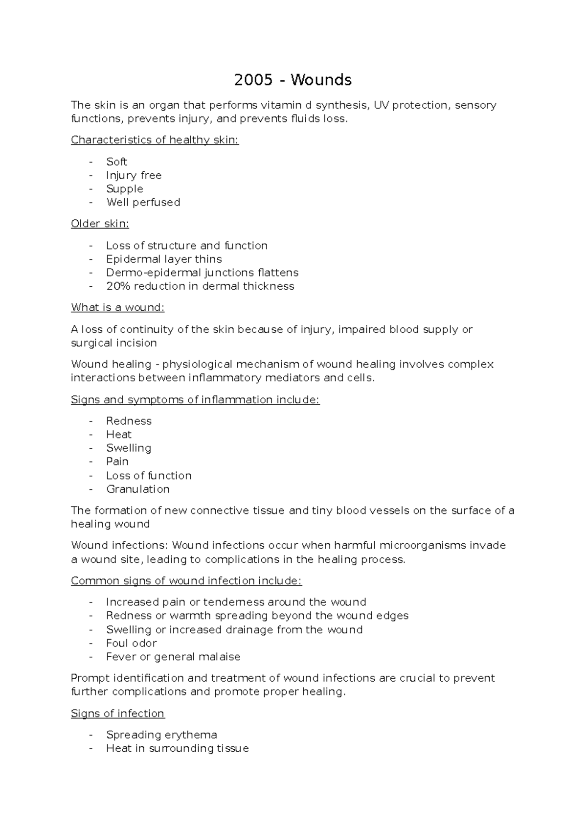 2005 - Wound Healing Mechanisms and Infection Management - Studocu