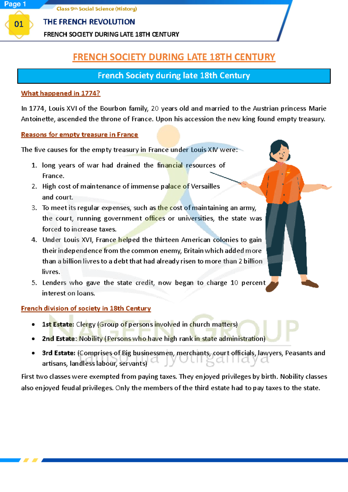 IX Hist Chapterwise Notes - The French Revolution: French Society in ...