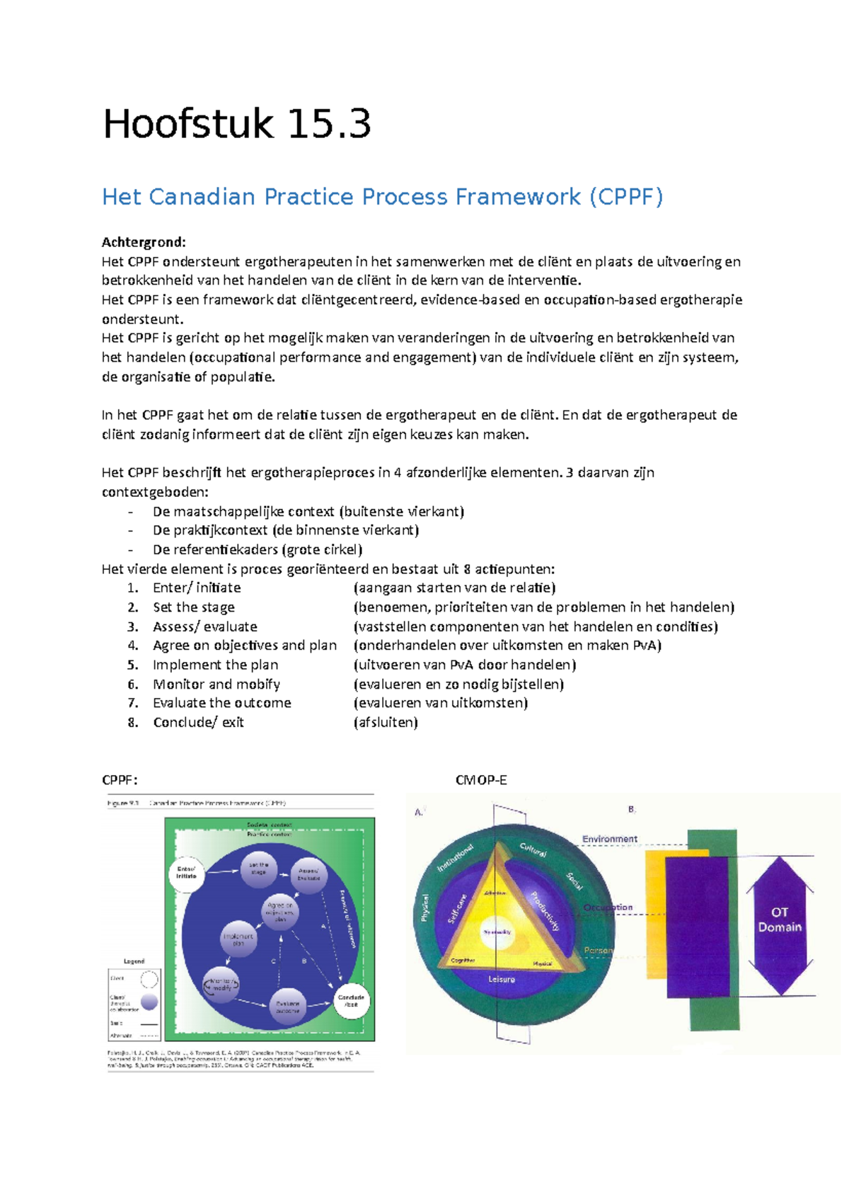 Grondslagen van Ergotherapie: Hoofdstuk 15 - CPPF en Contextfactoren ...