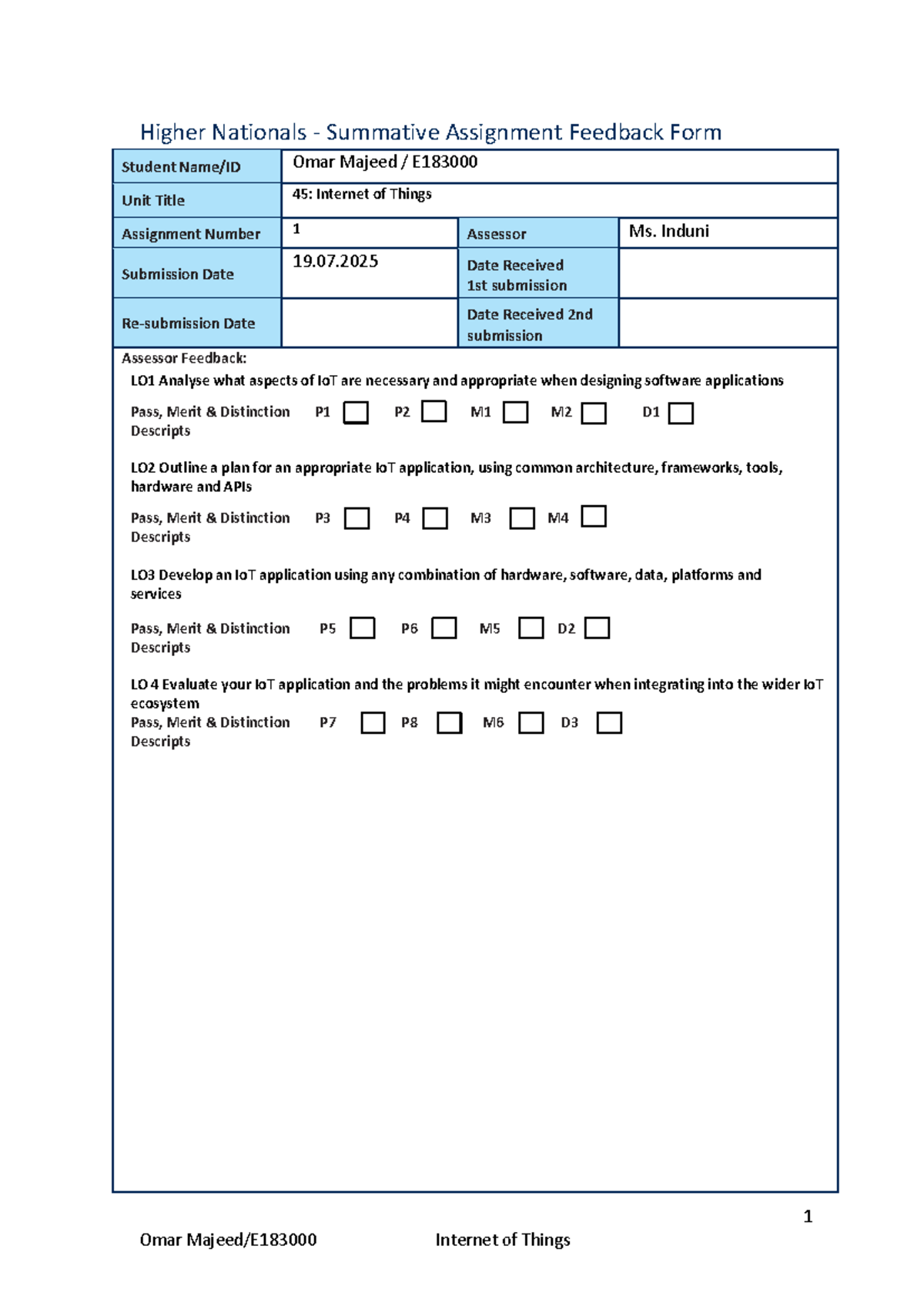 E183000: Final Assignment Feedback for Unit 45 - Internet of Things ...