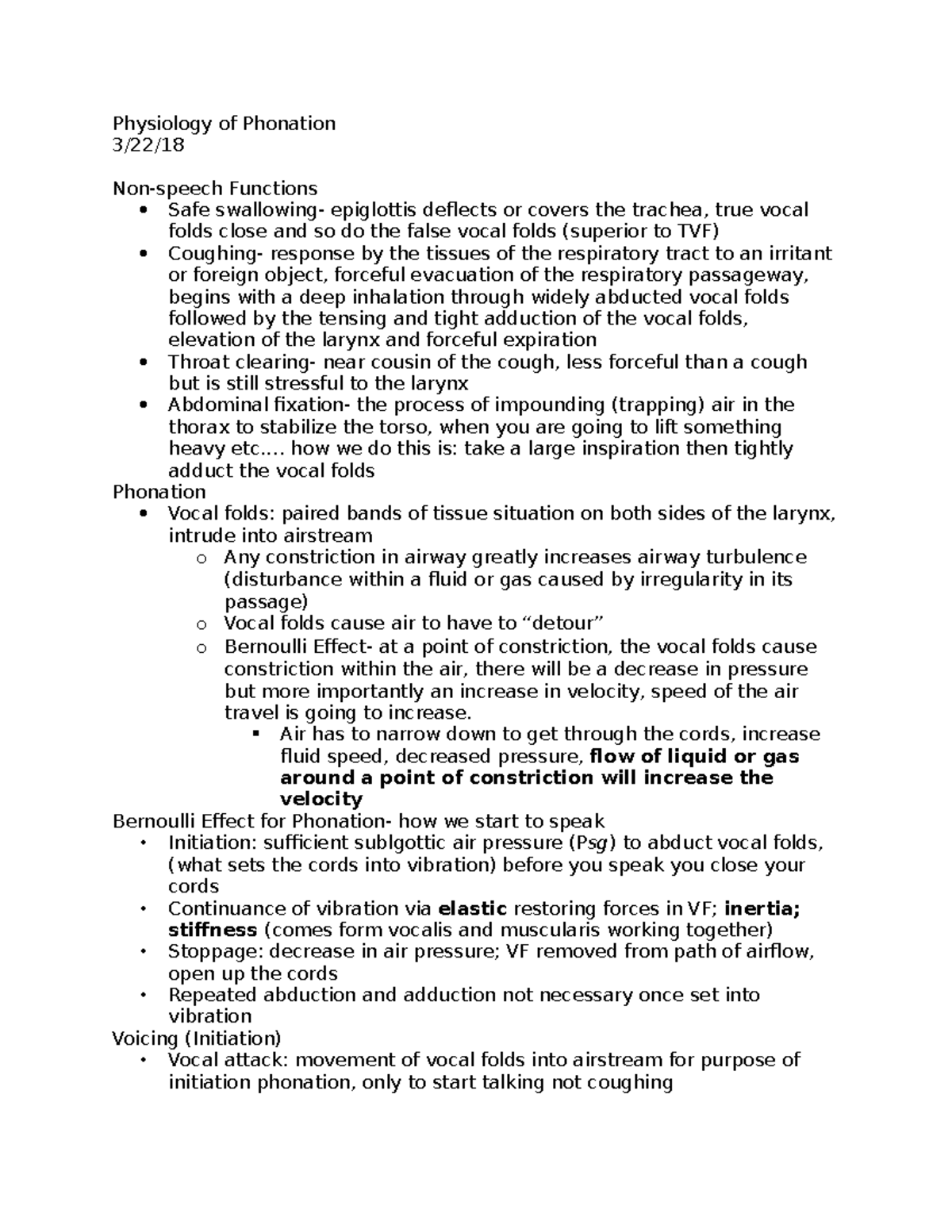 PHYS 201: Notes on Physiology of Phonation and Vocal Mechanism - Studocu