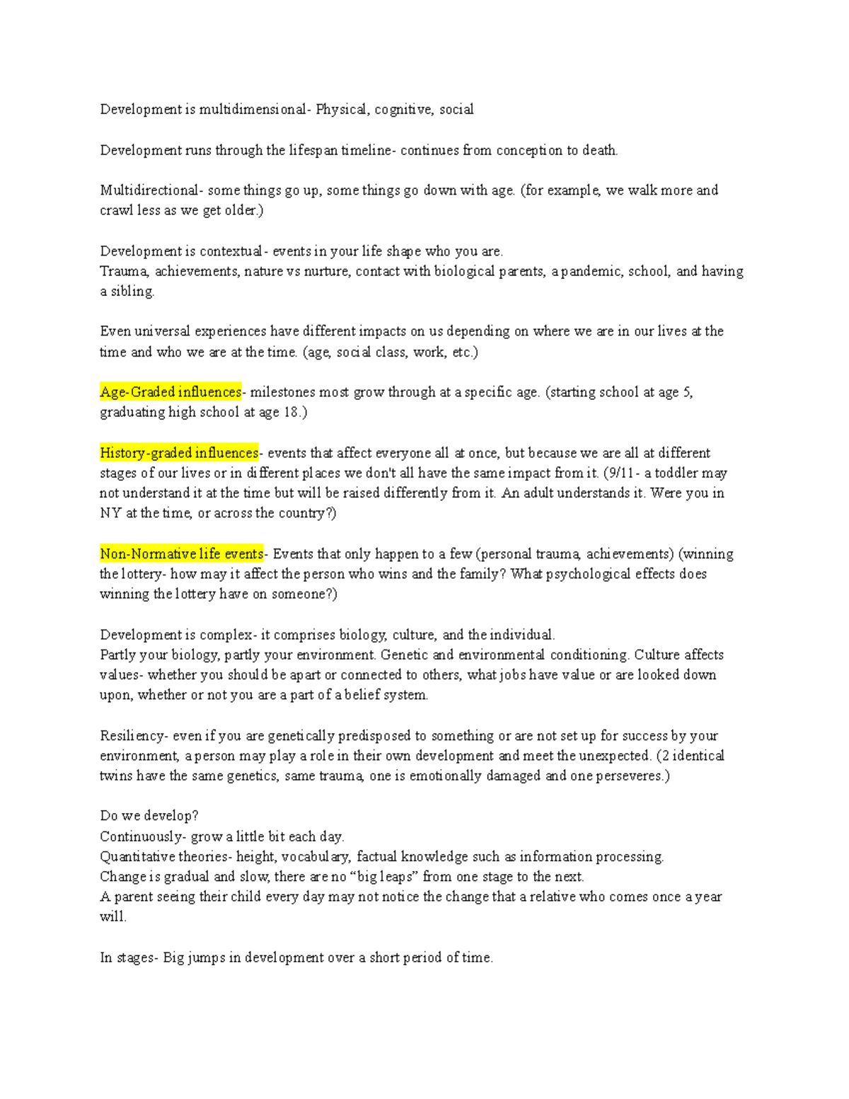 Chapter 1 Notes- Introduction to Developmental Psychology - Development ...